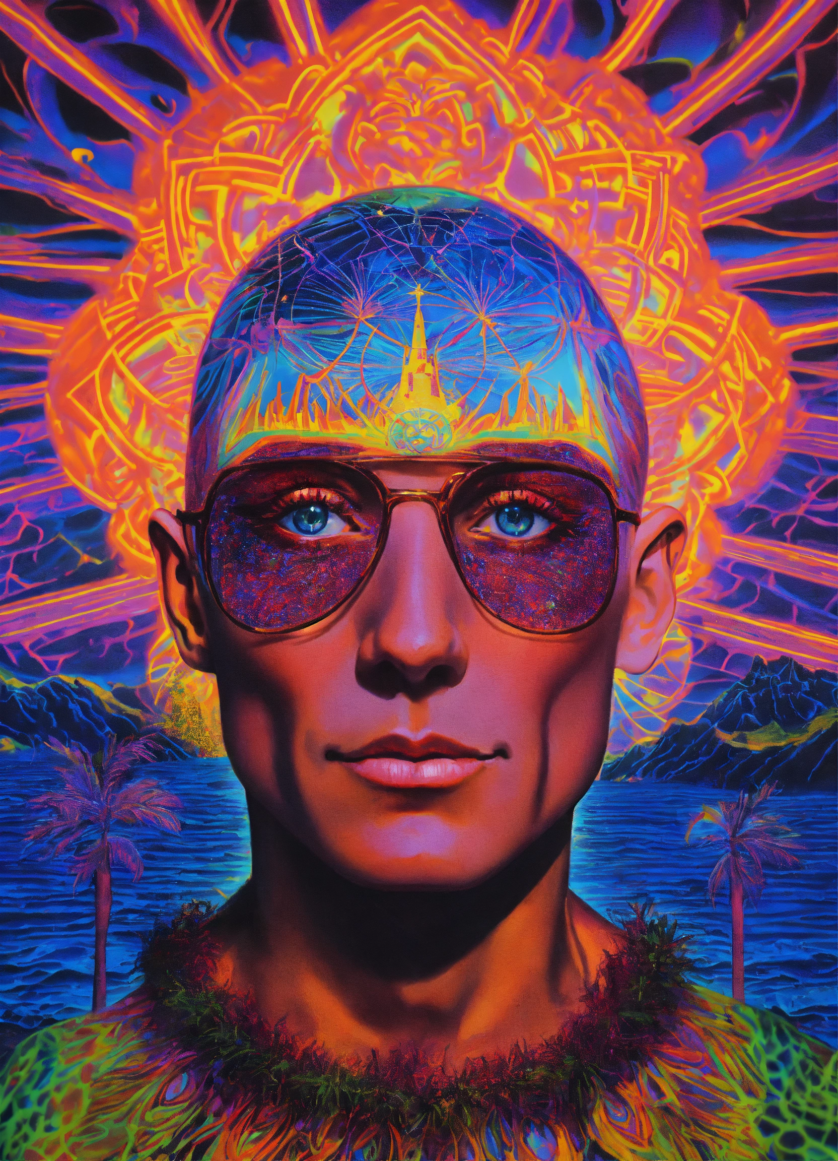 Lexica - Portrait Haute Couture, of cosmic Alex Grey in a DMT black ...