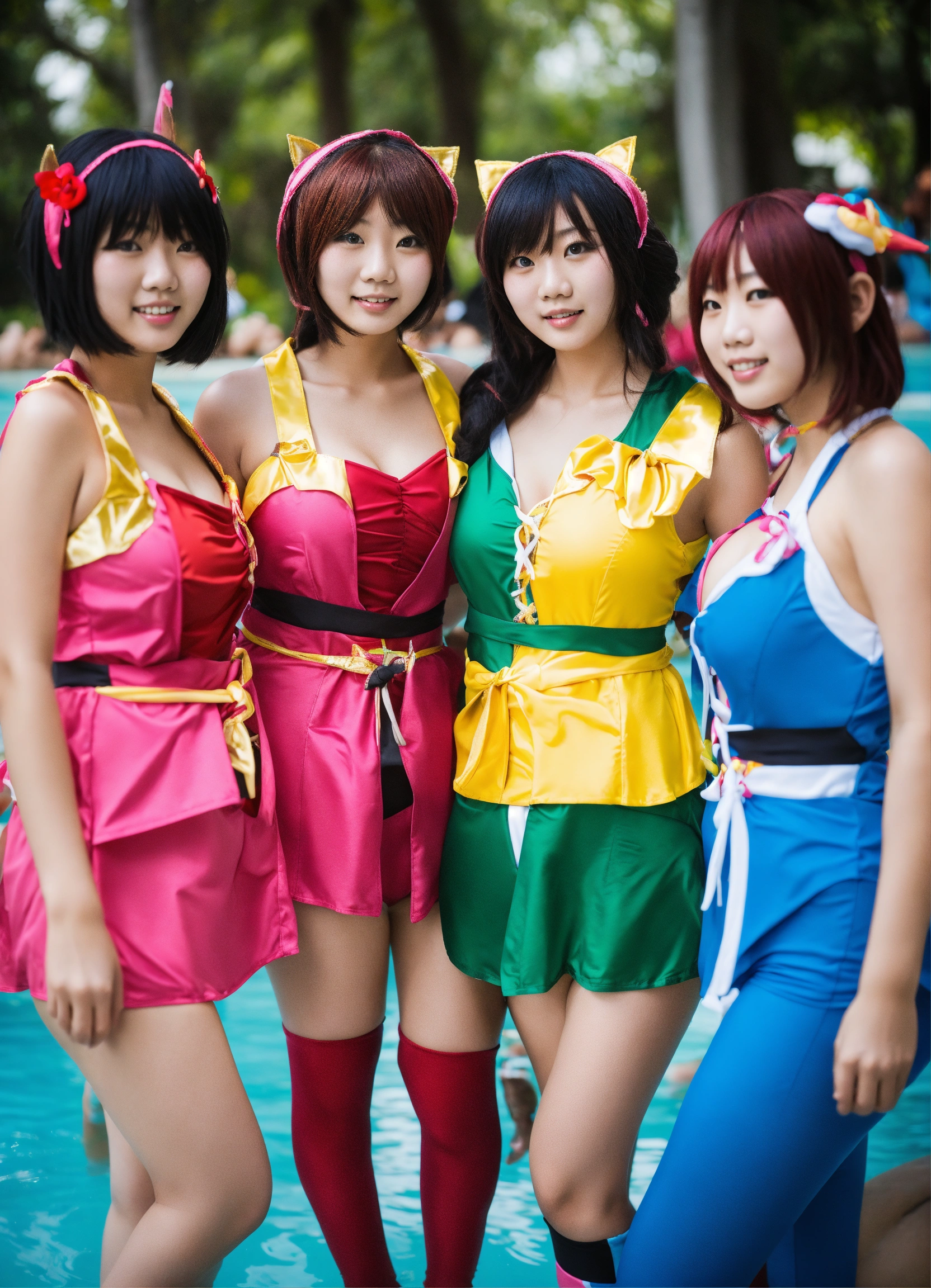 Lexica - Group of asian girls wearing cosplay bathing suits