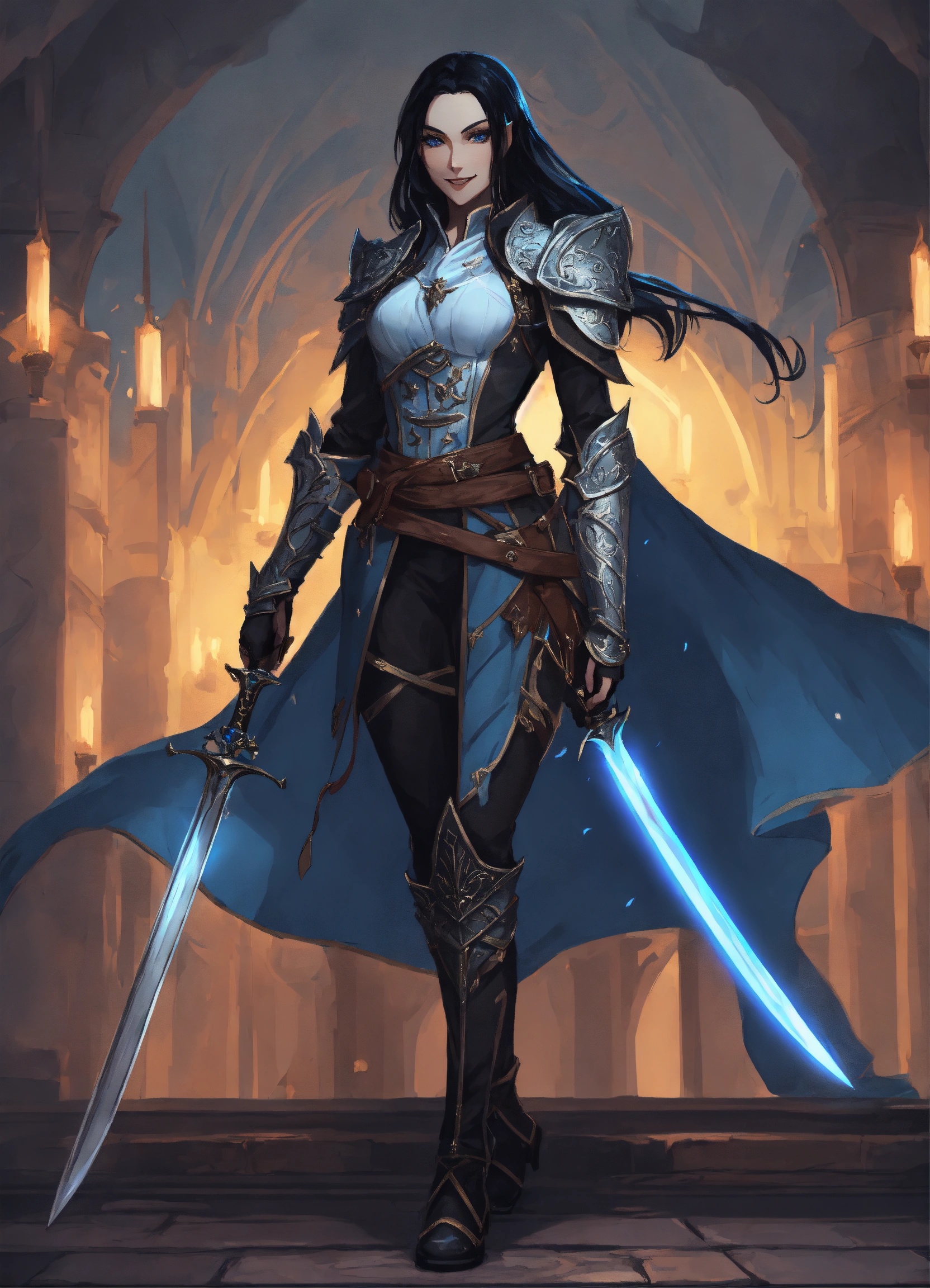 Lexica - Female white Half-elf, pathfinder art style Full body! (Head ...