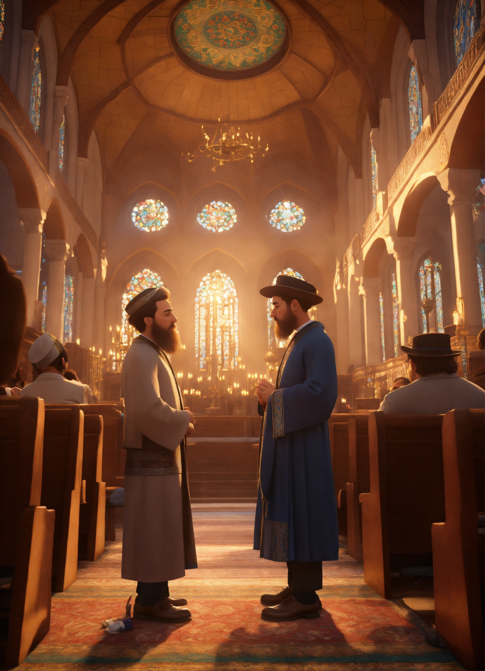 Lexica - A hundred Jewish orthodox people sit and pray devoutly with ...