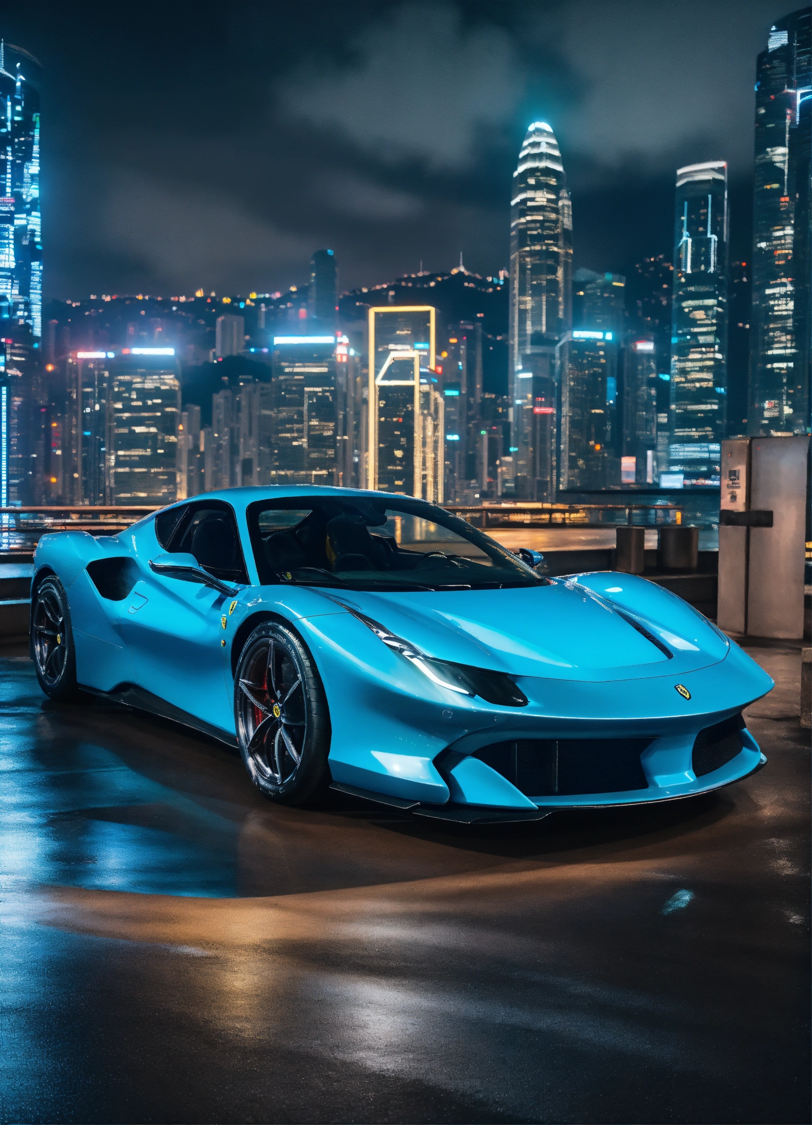 Lexica - 2023 Ferrari SF90 Stradale cyan, doors opened, metallic ...