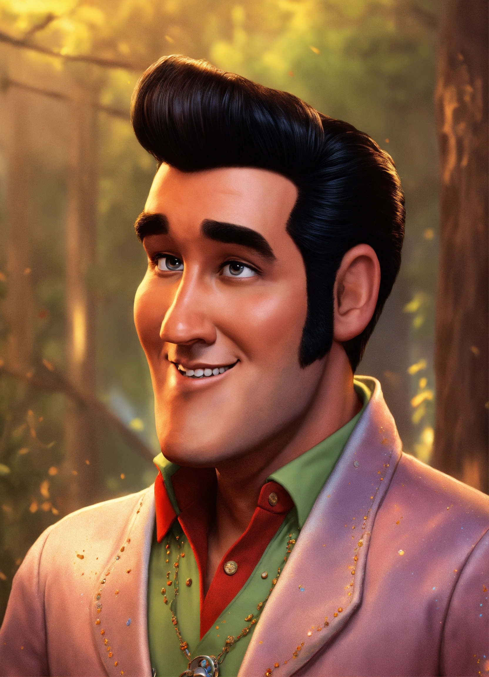 Lexica - A portrait of elvis, pixar animation style