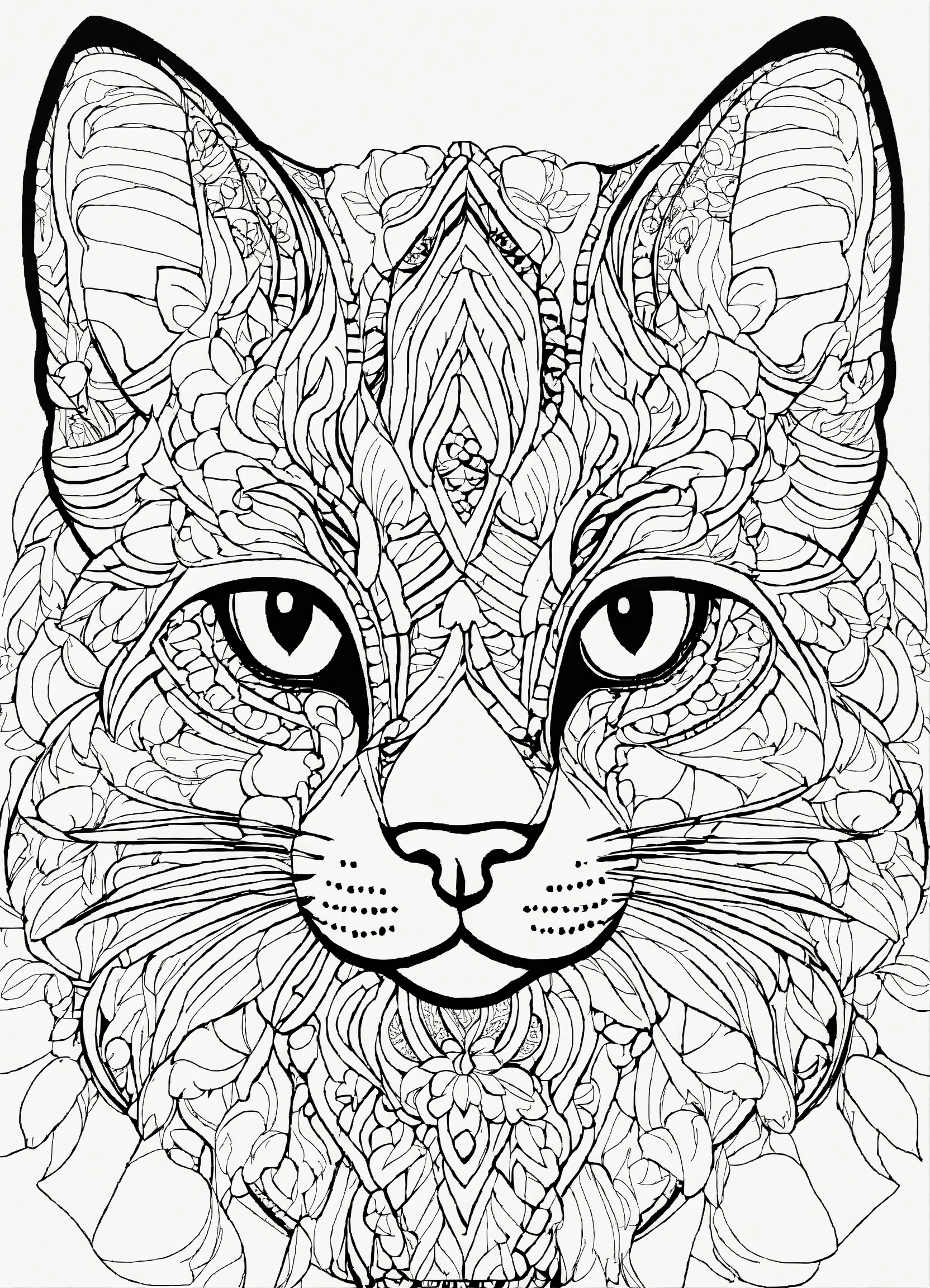 Lexica - Coloring page for adults, bold lines, dark lines, mandala ...