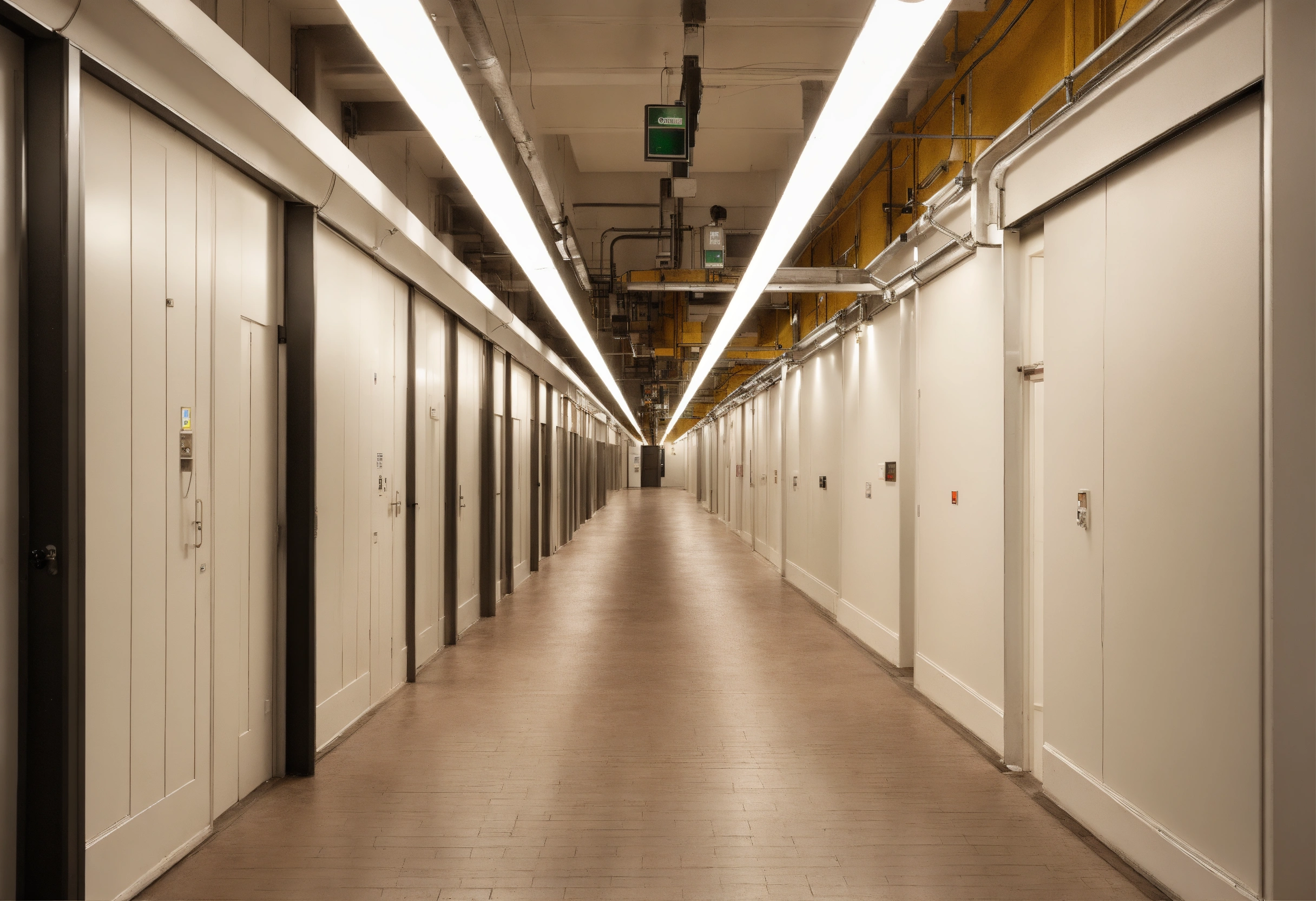 Lexica - Angle of two long, empty corridors with a white wall and ...