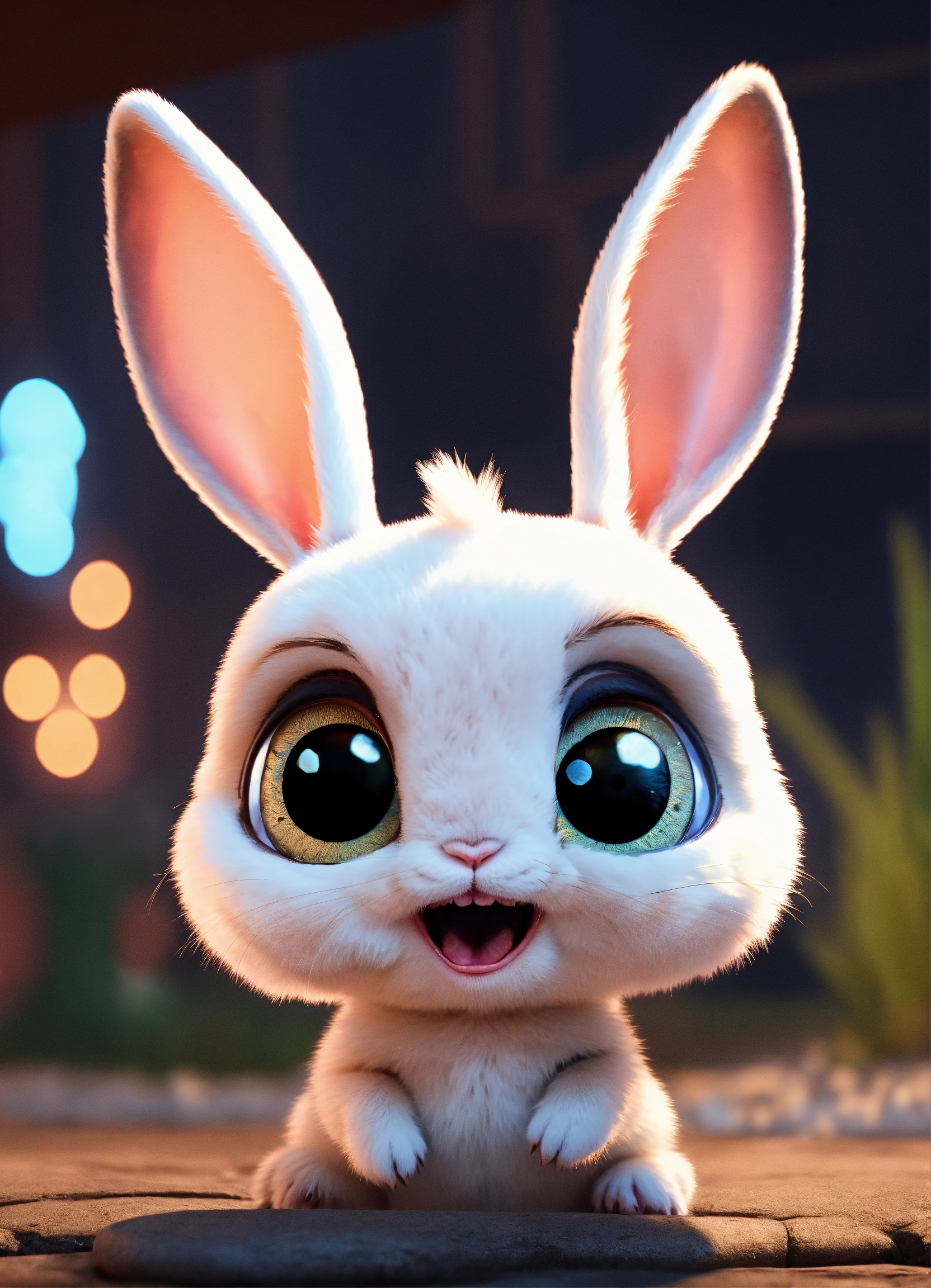 Lexica - A angry baby rabbit with big eyes, animated, cartoon, unreal.