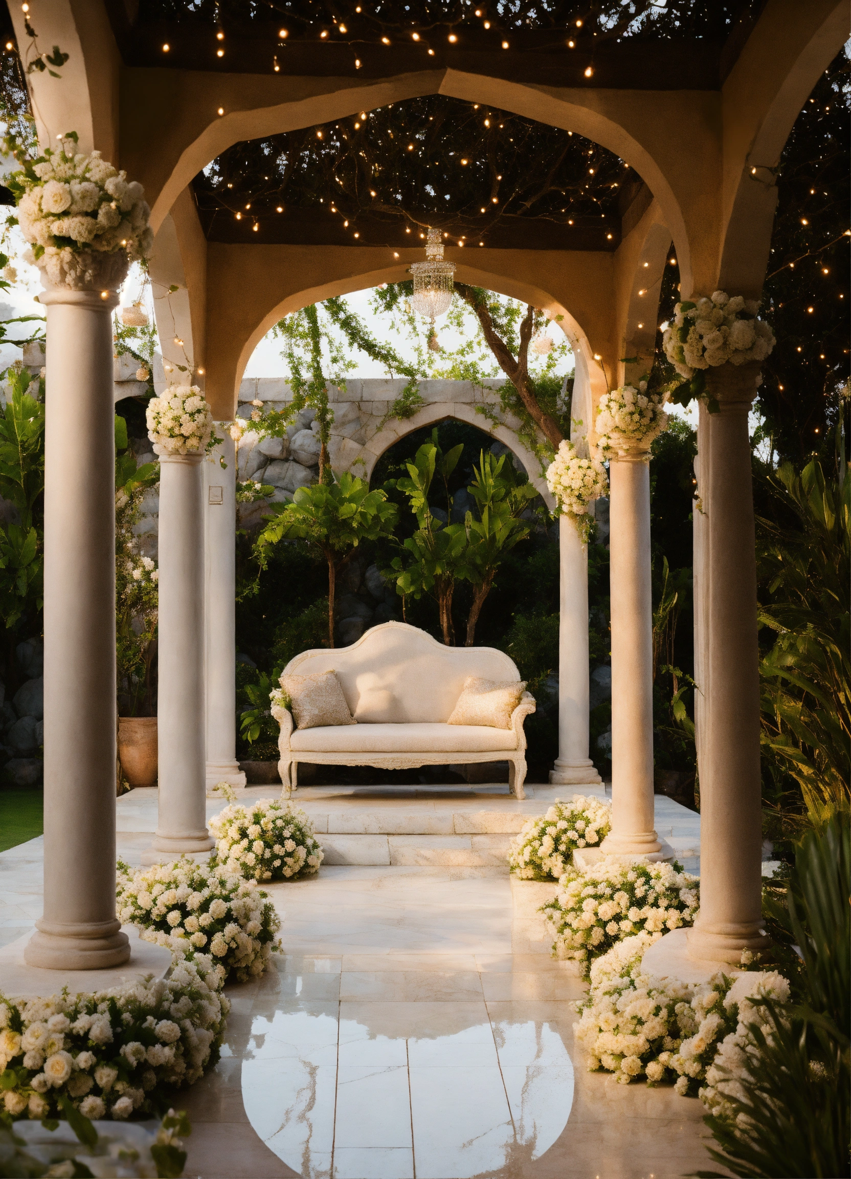 Lexica - Pop Art, Indian Wedding, Rear perspective, garden, stone ...