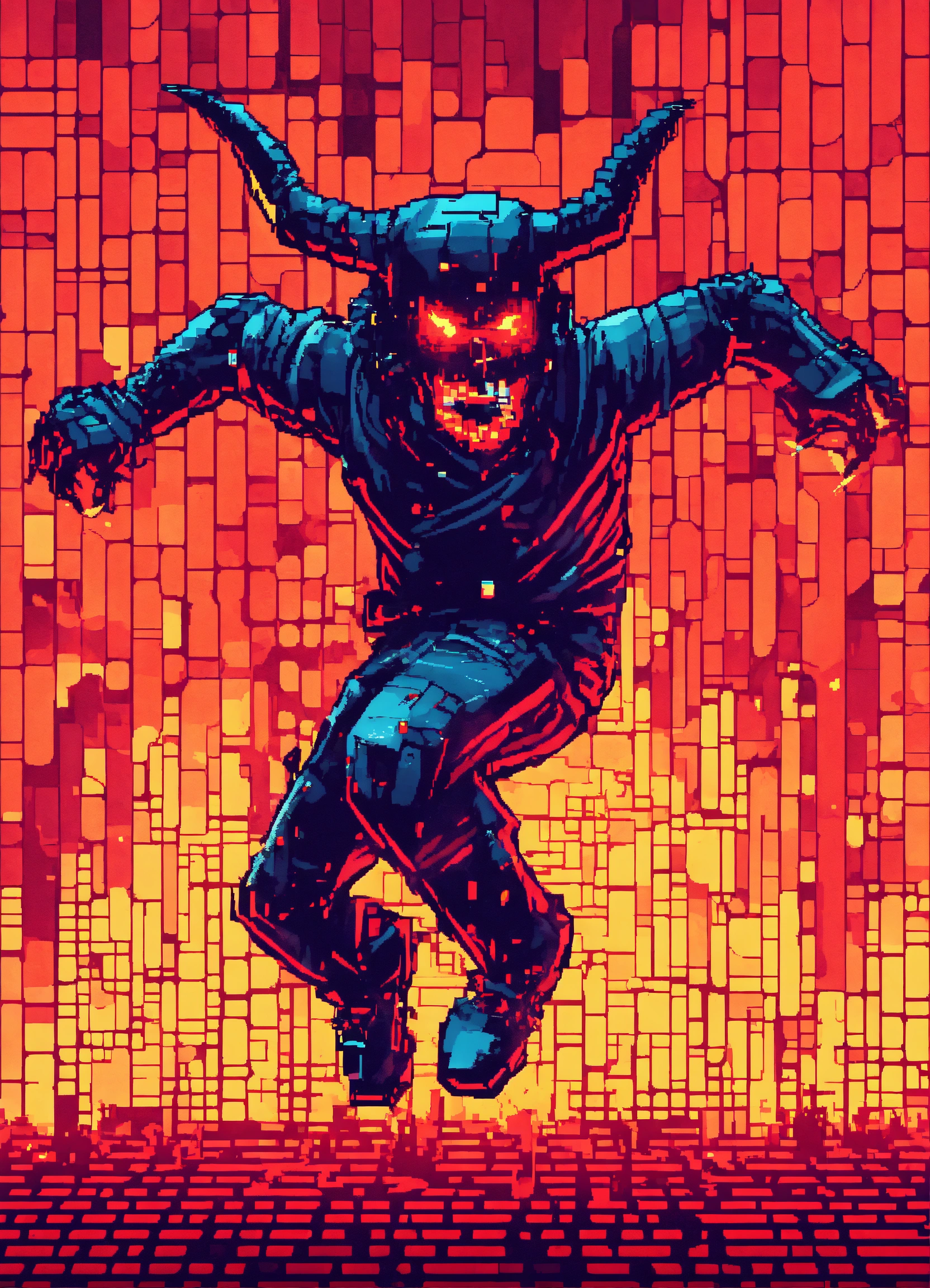 Lexica - Techno devil jumping upside down into smart phone screen cyber ...