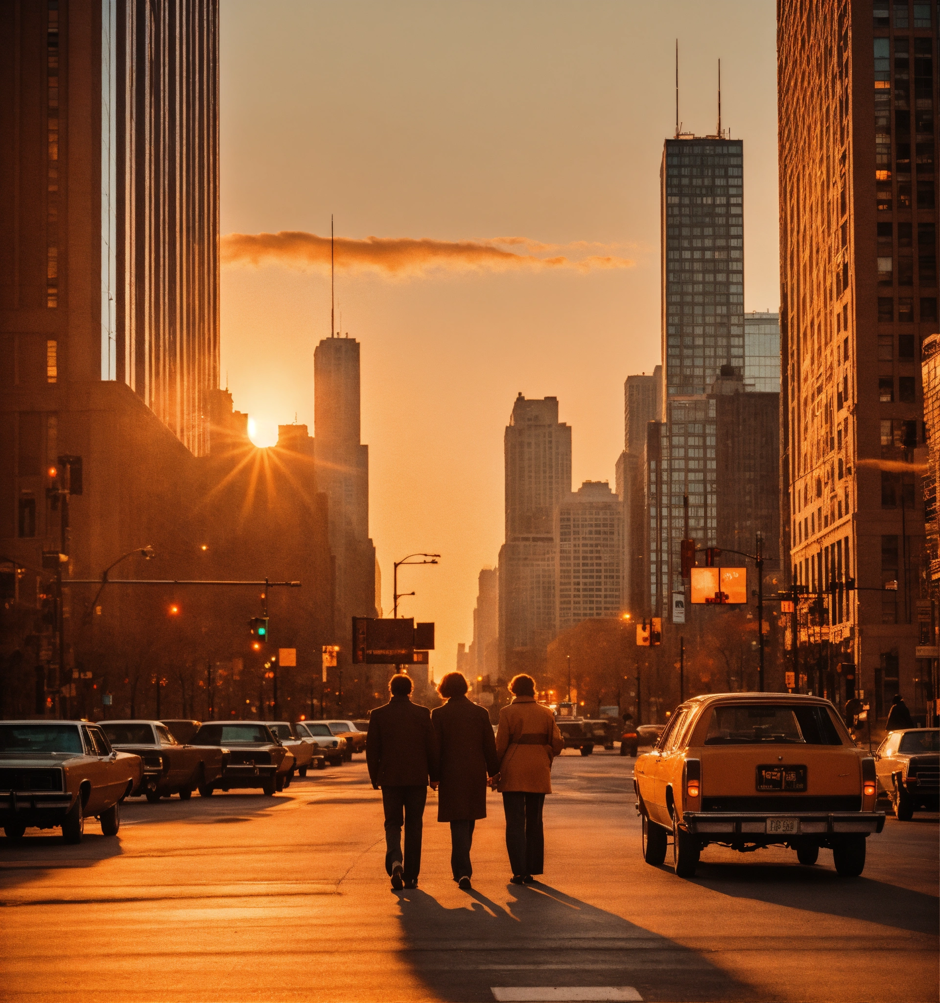 Lexica - A sunset in the background with orange and brown pantones in ...