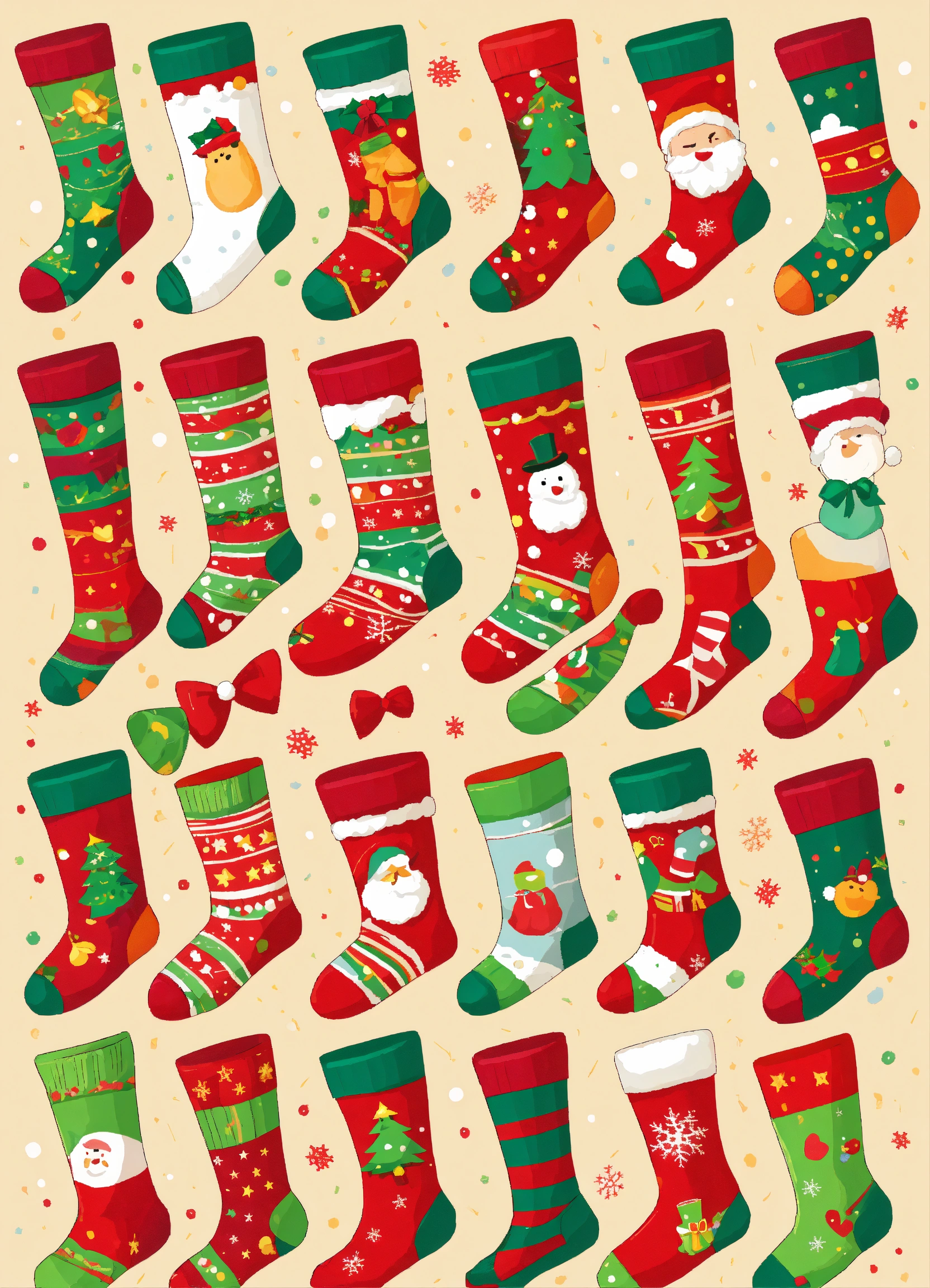Lexica - Cartoon christmas socks stickers, different forms and sizes