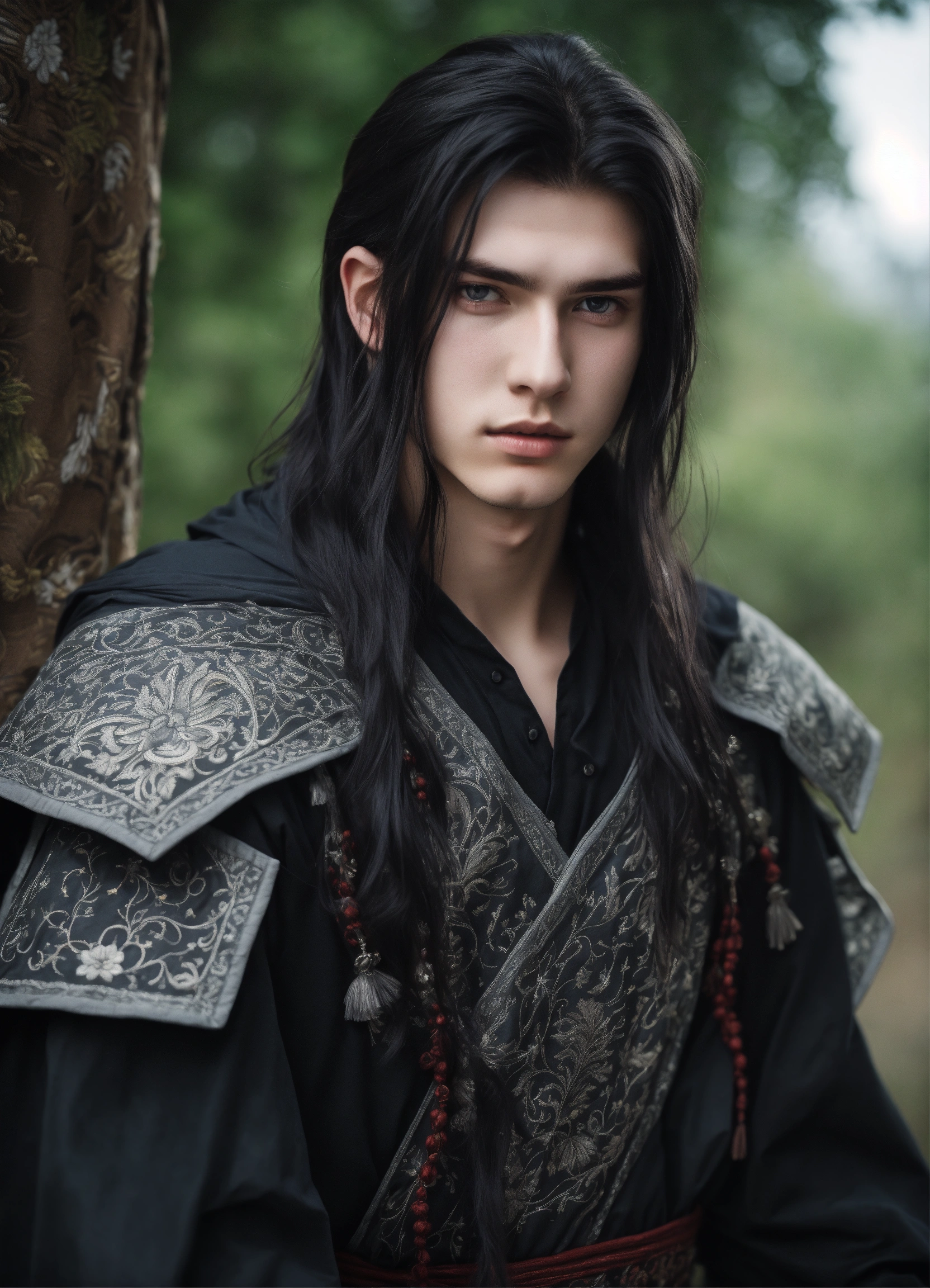 Lexica - 20-year-old Slavic man. dark black straight shoulder length ...