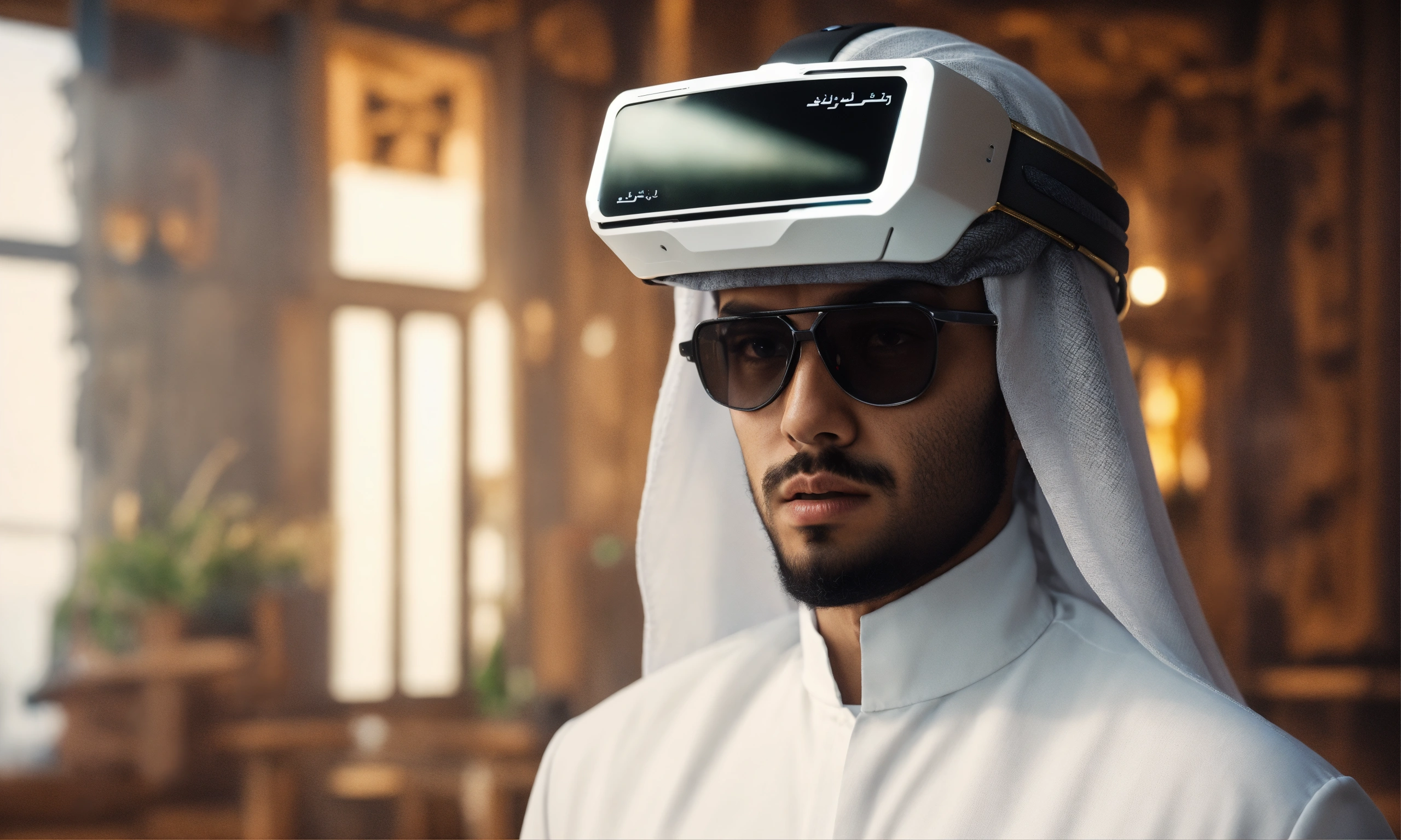 Lexica - Saudi youth male, future, augmented reality head gear, modern ...