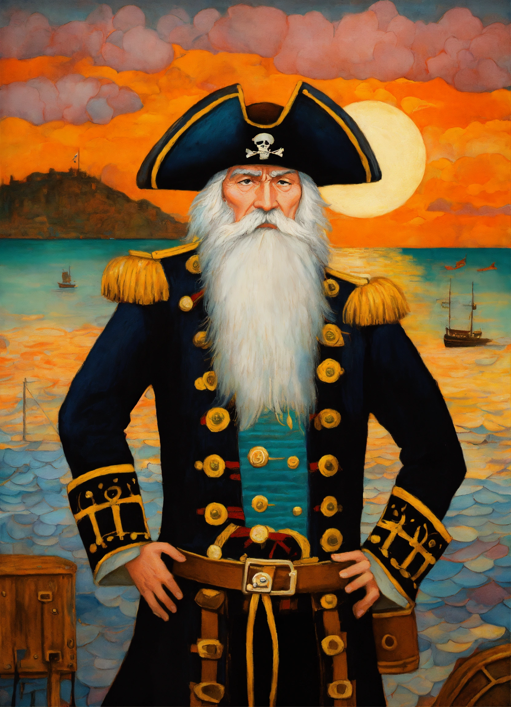 Lexica - Amazing grumpy old pirate captain wearing pirate captain's ...