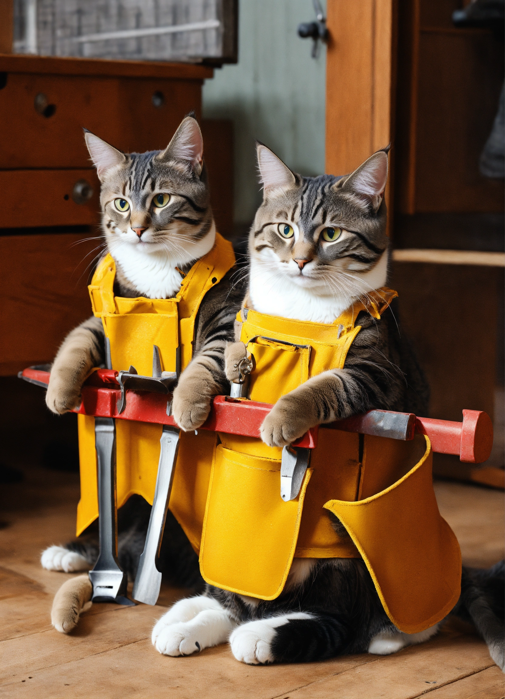 Lexica - Cats Wearing Carpenter tools.