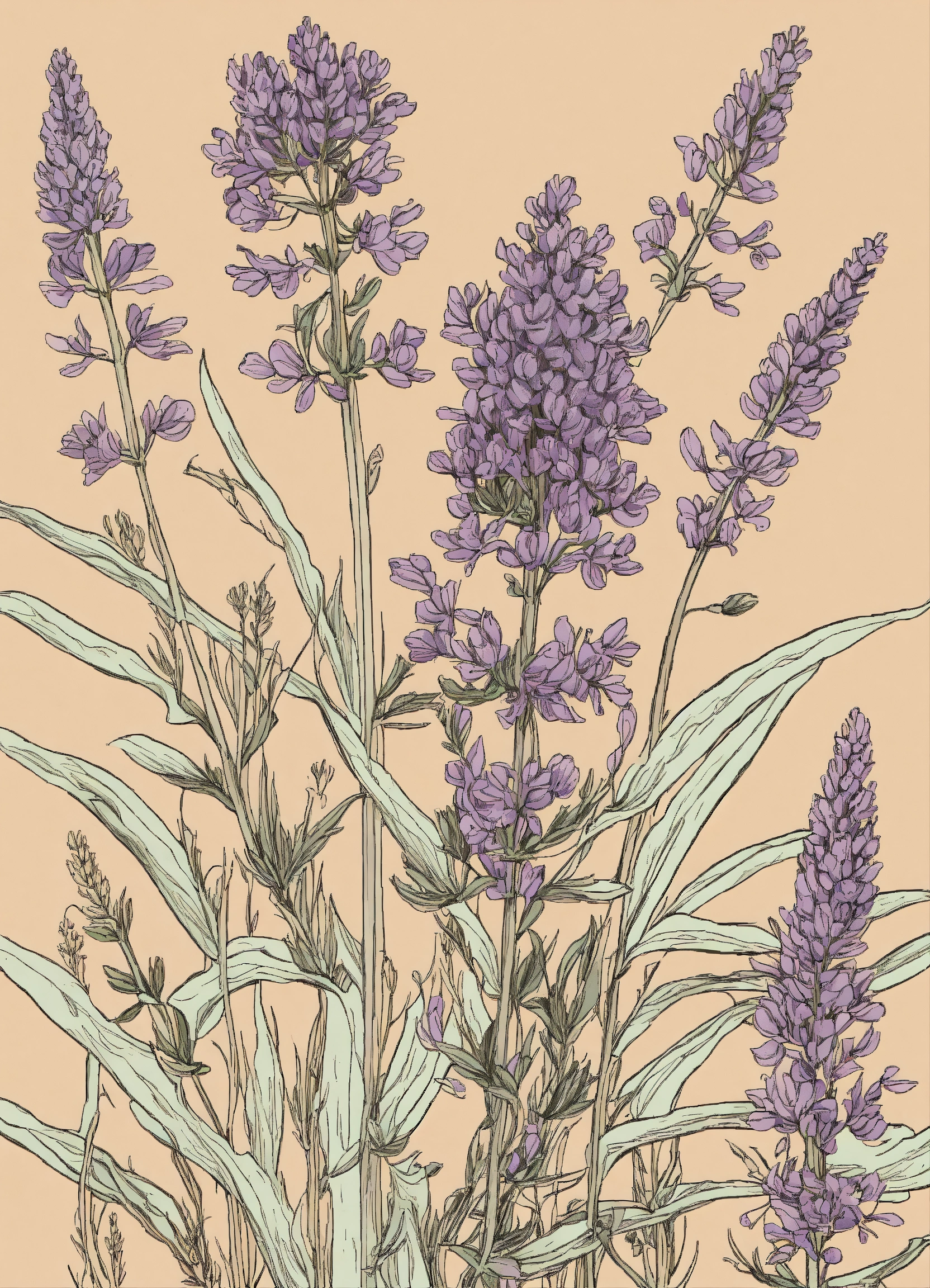 Lexica - Lavender botanical illustration with flowering and grownig ...
