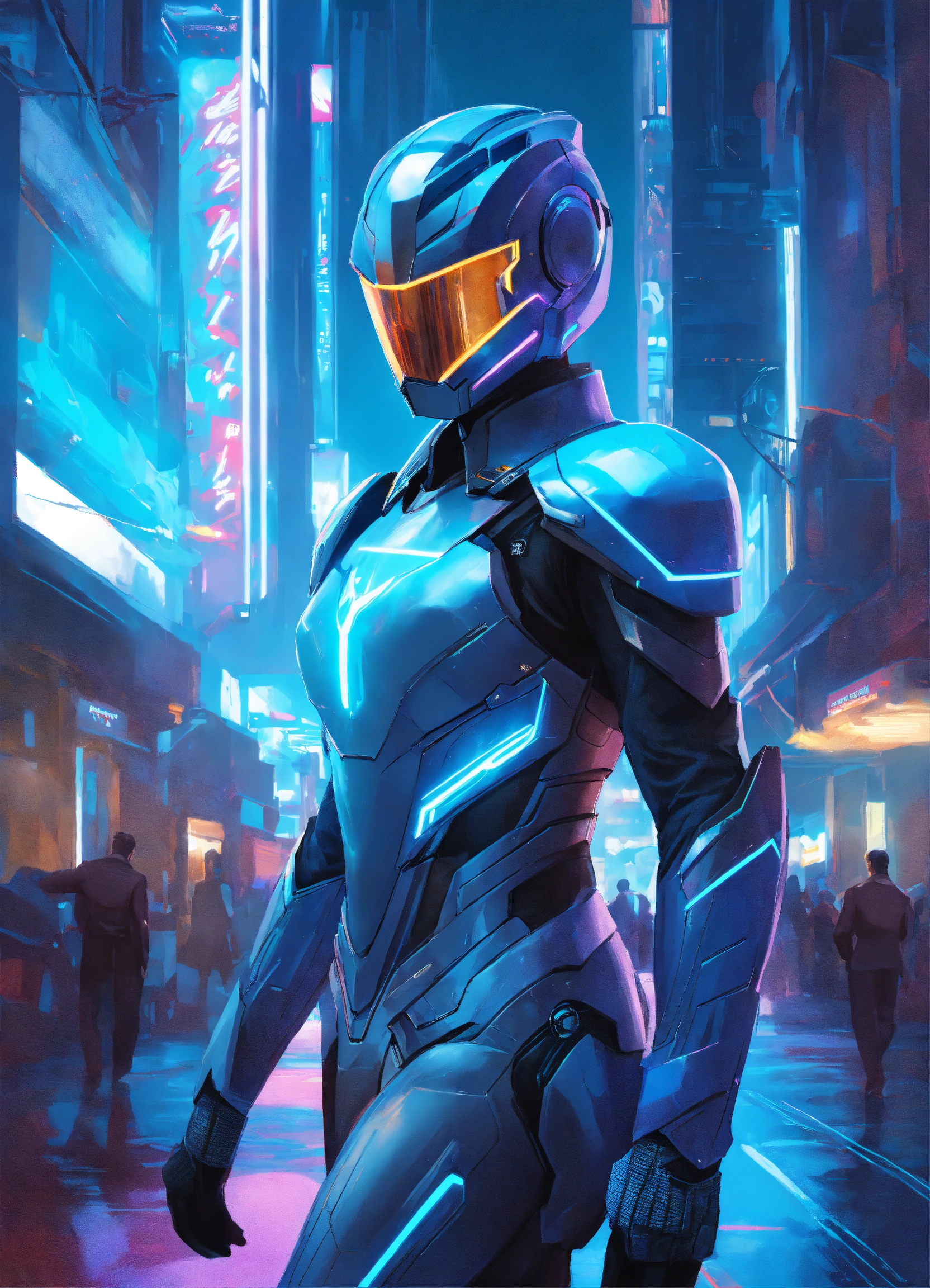 Lexica - Futuristic superhero, wearing a sleek and slim suit of armor ...