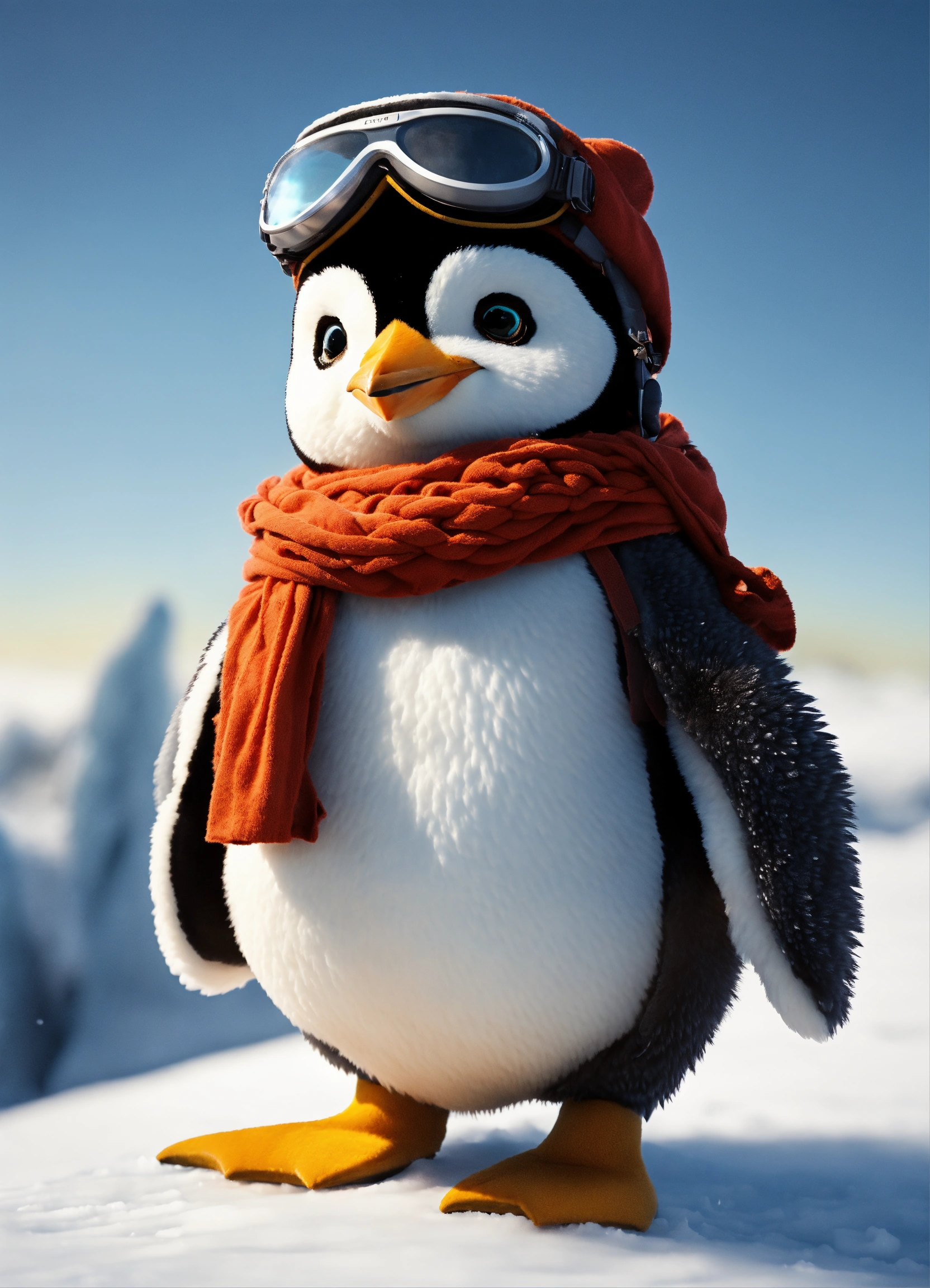 Lexica - Side view Full body photo of cute and fluffy penguin wearing a ...