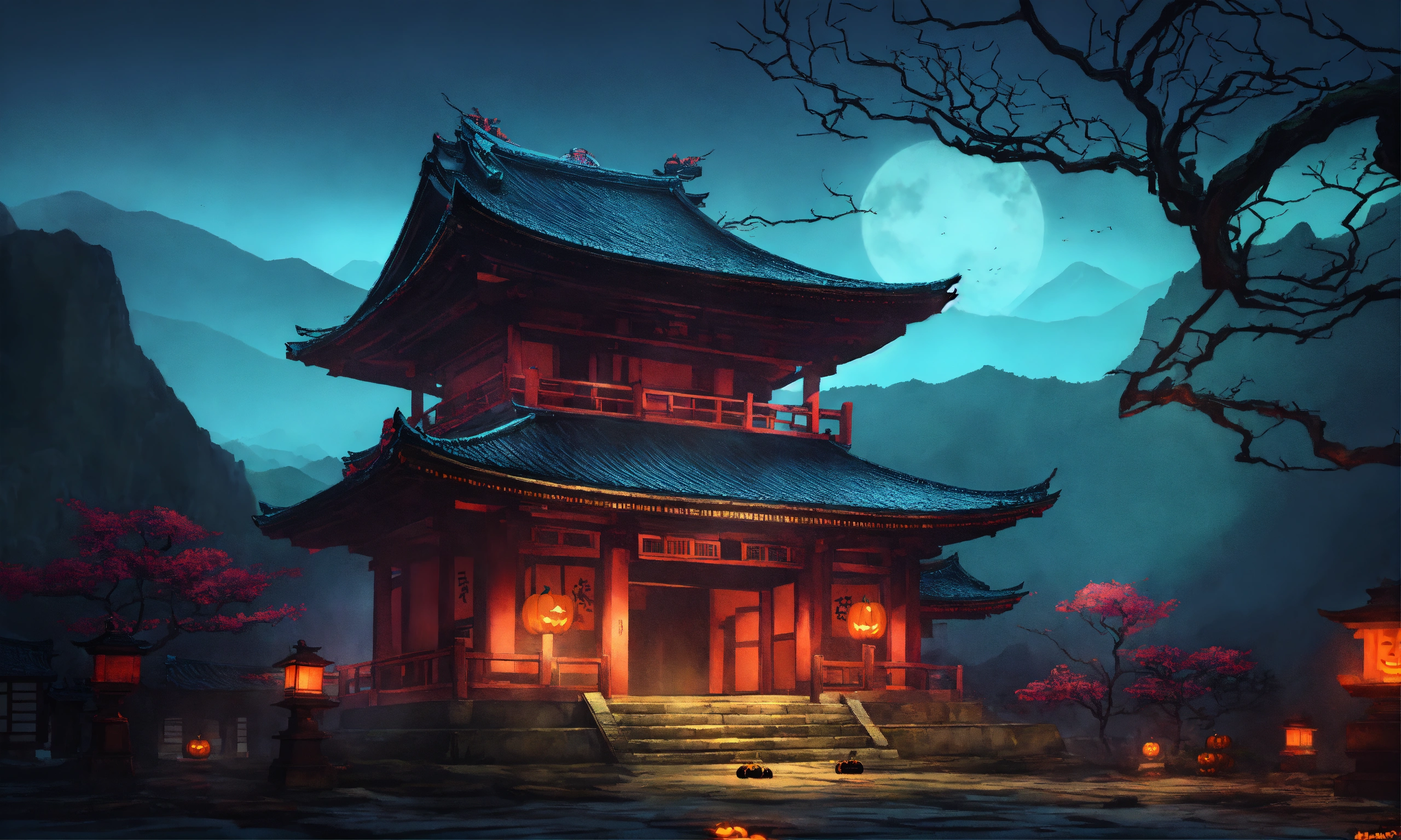 Lexica - Dark scary gloomy Japanese ancient temple in the mountains ...