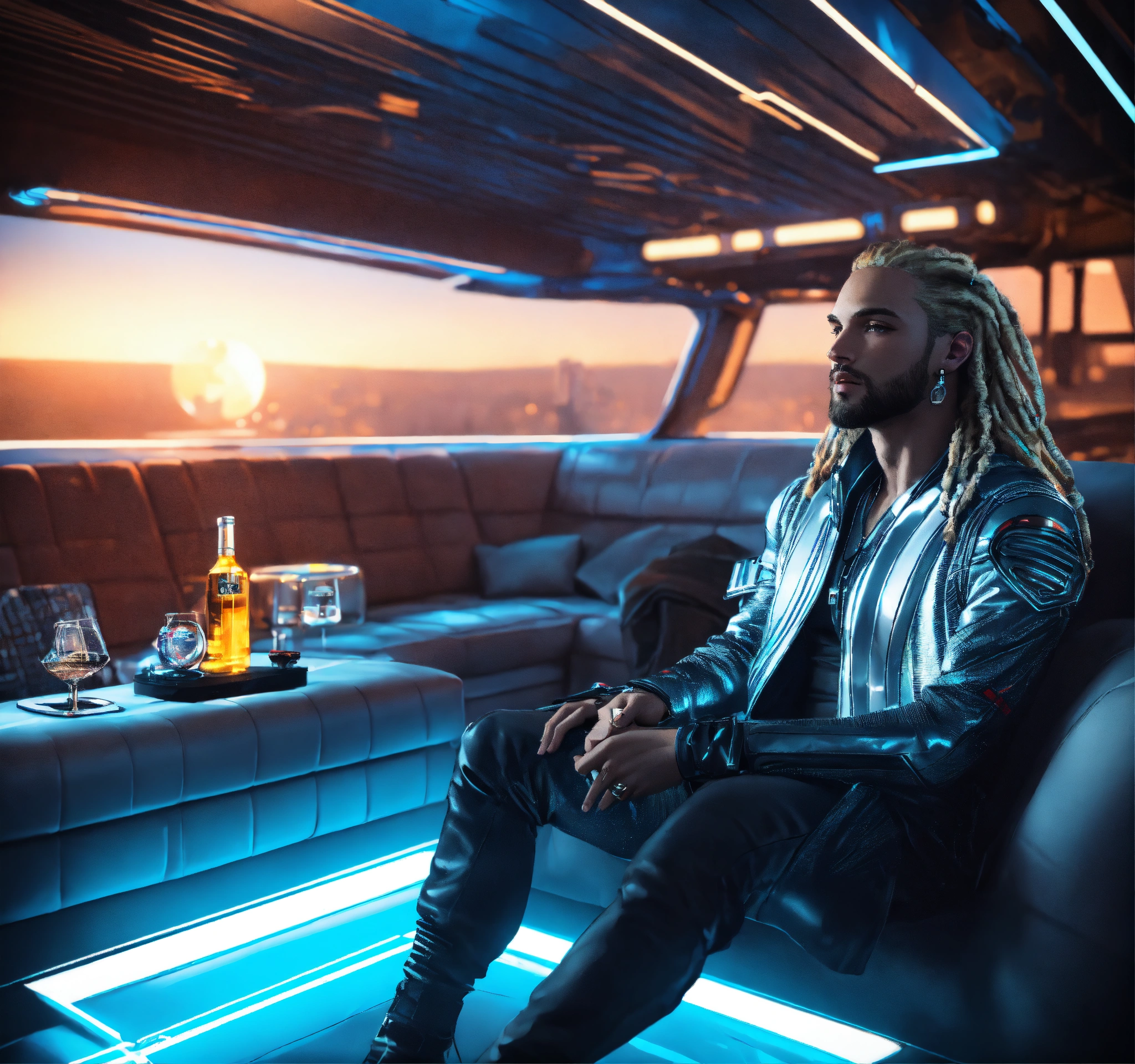 Lexica - Scruffy caucasian blonde dreadlock male rockstar in futuristic ...