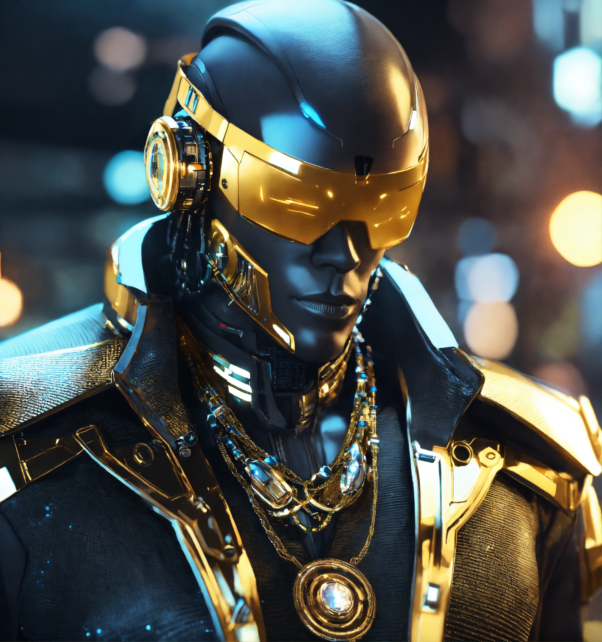 Lexica - Zoom out from an macho male humanoid half android cool ...