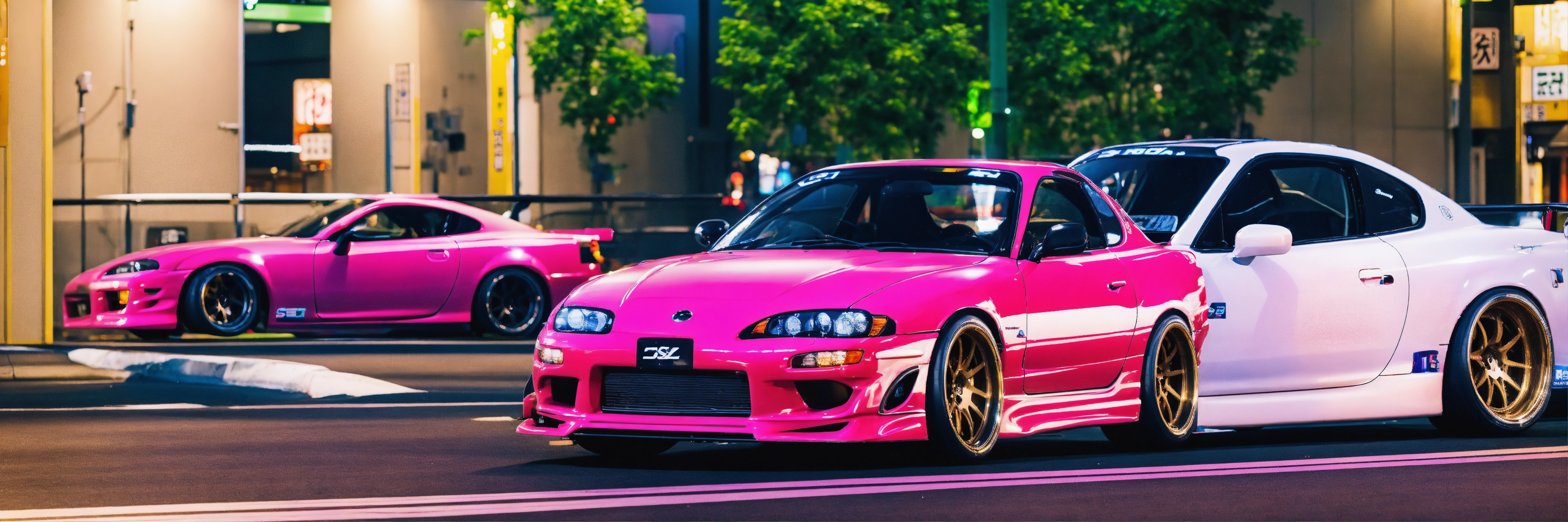 Lexica - A colorful pink Nissan Silvia S15 with a wide-body kit racing ...