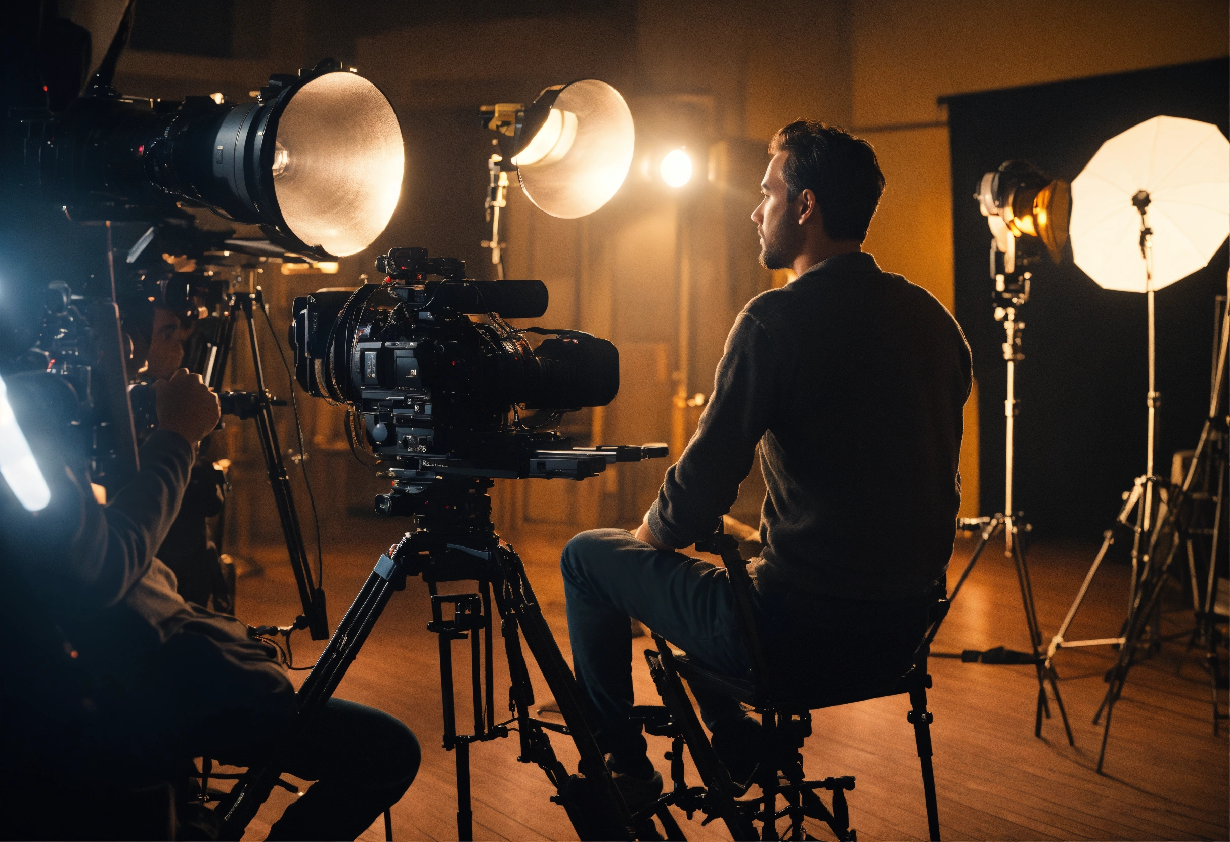Lexica - Movie set. The cinematographer in the cinematographer's chair ...