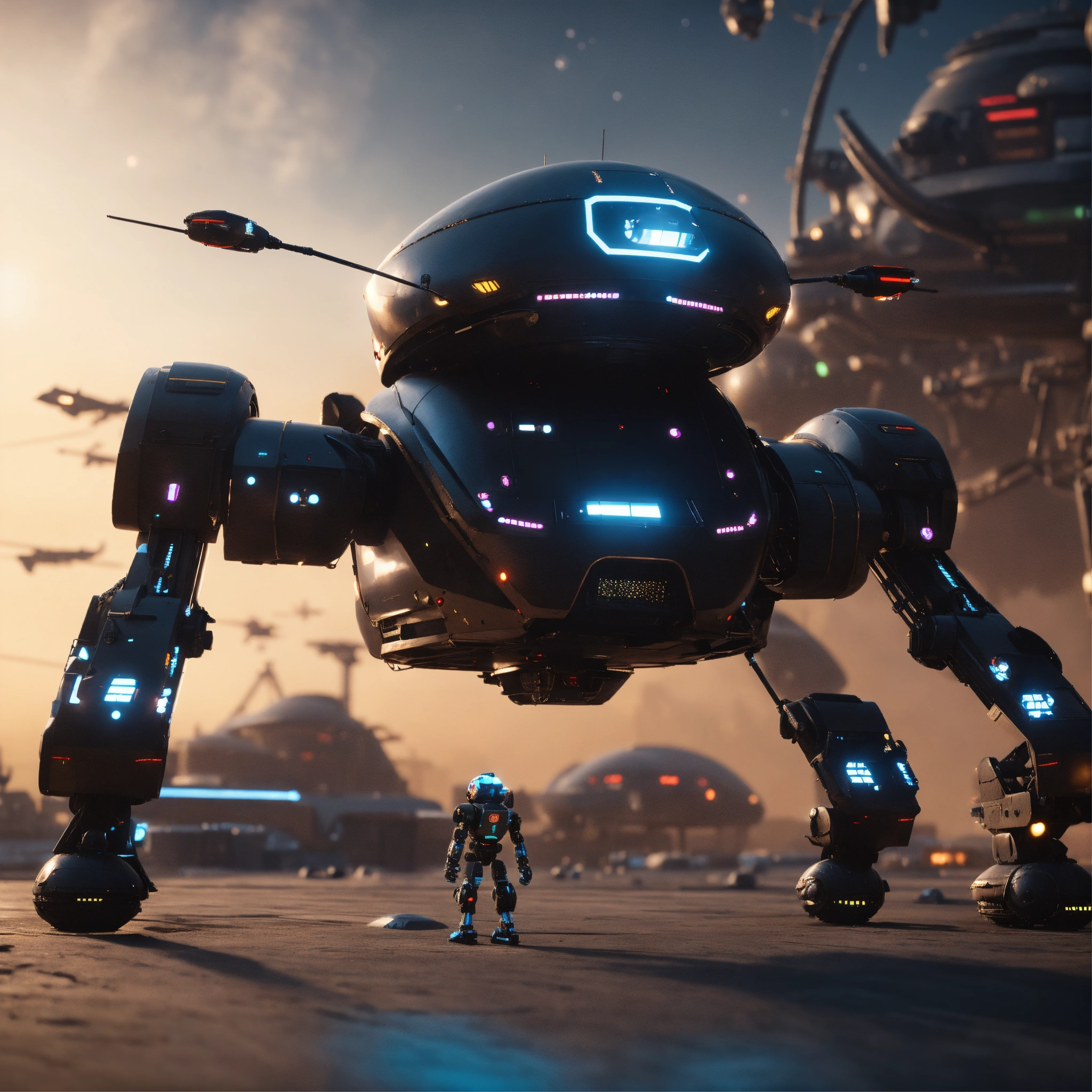 Lexica - A black small flying robotic patrol bot ready to attack in a ...