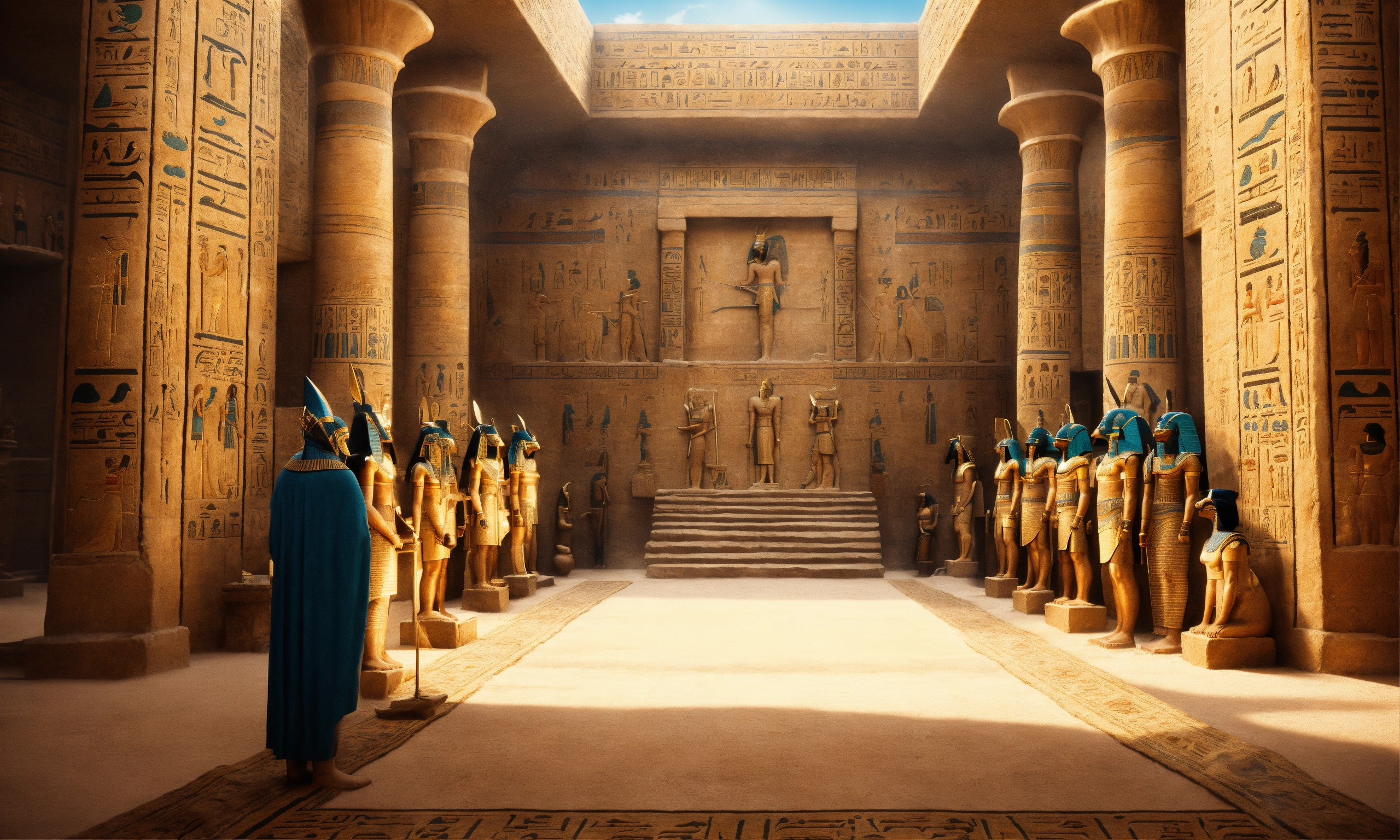 Lexica - An epic fantasy scene in ancient Egypt featuring a big hall in ...