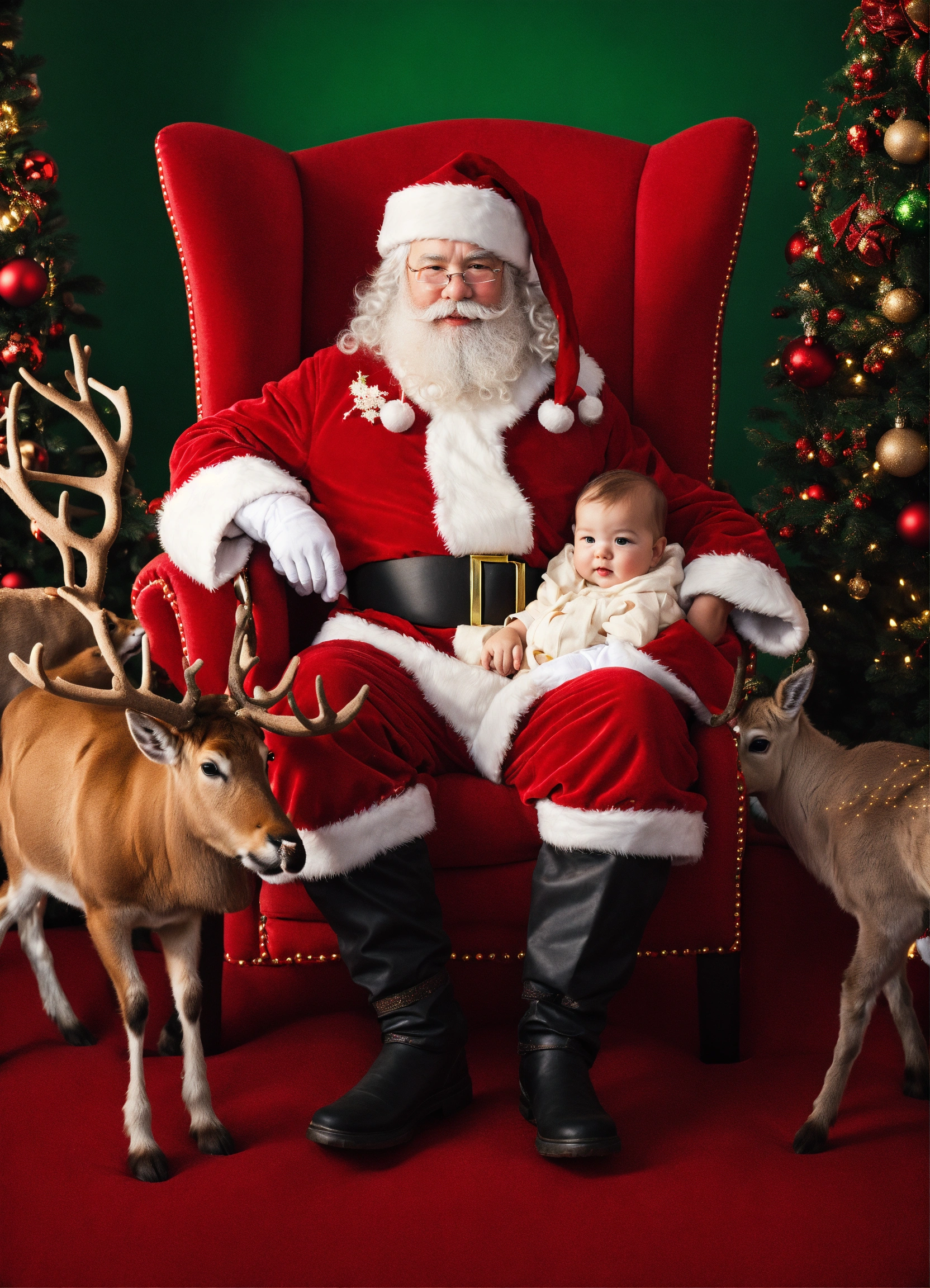 Lexica - Ultra realistic Santa sitting in a big red chair christmas ...