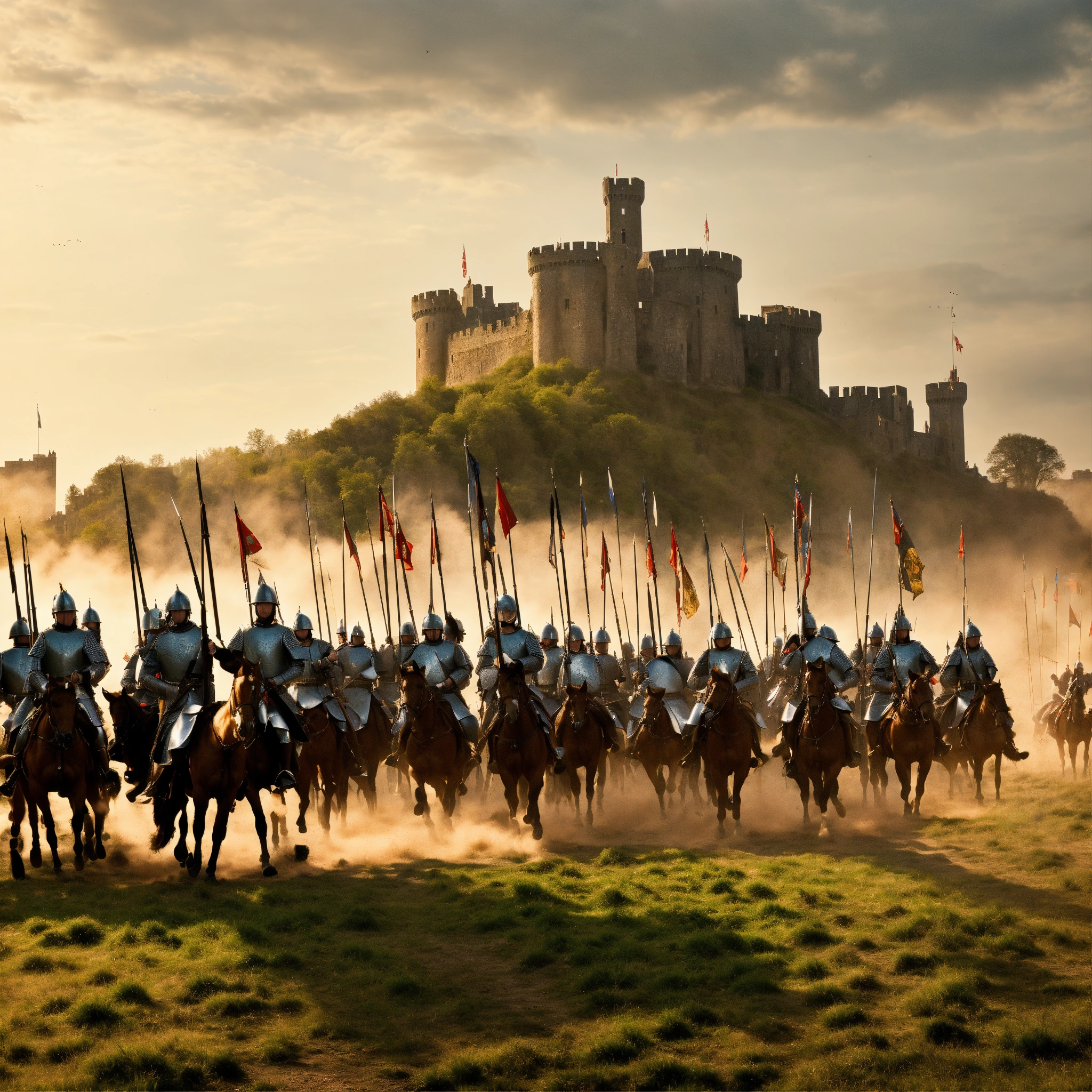 Lexica - A photo of a medieval battlefield with a castle in the ...