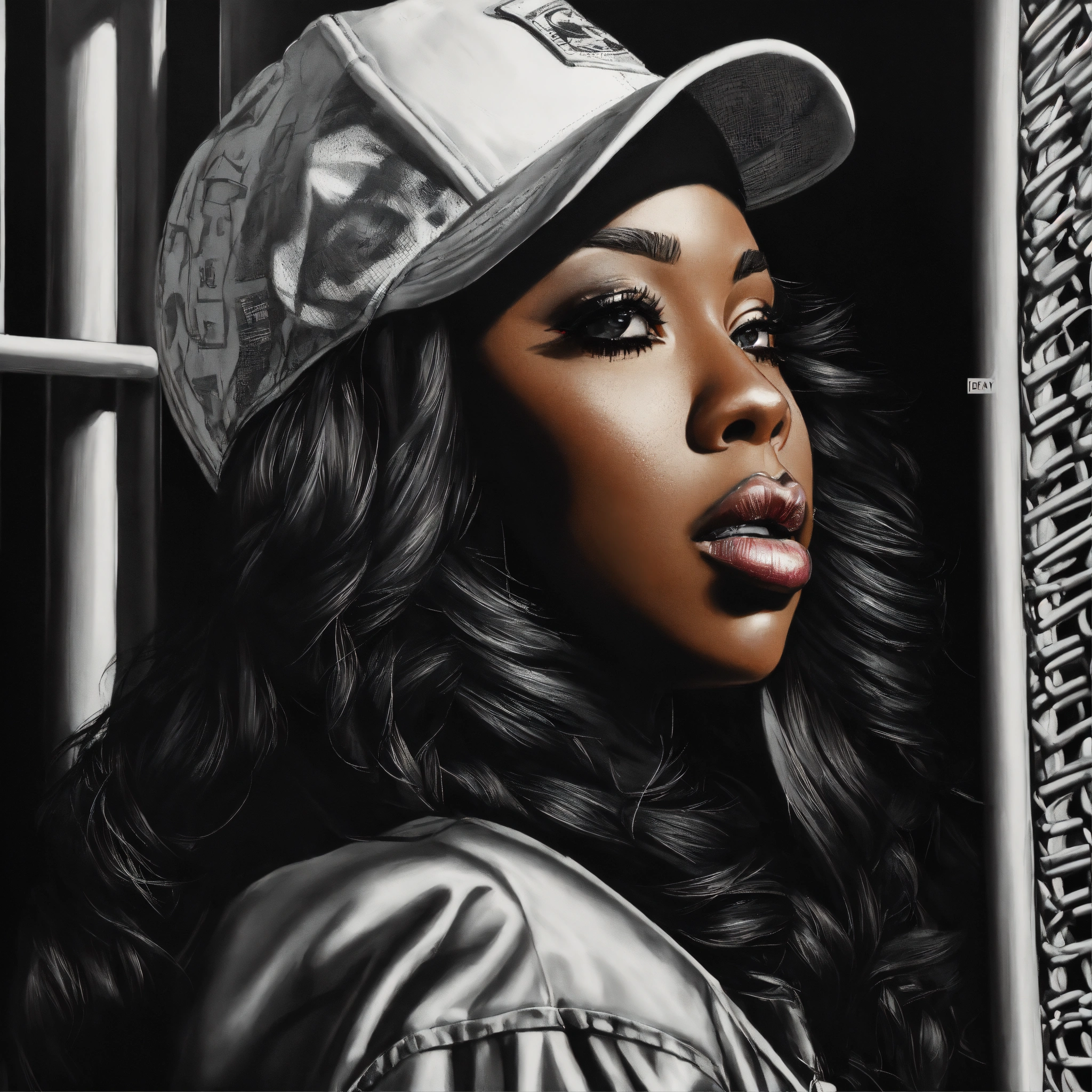 Lexica - Sky view, Pop art, hyperrealist portrait of black woman rapper ...