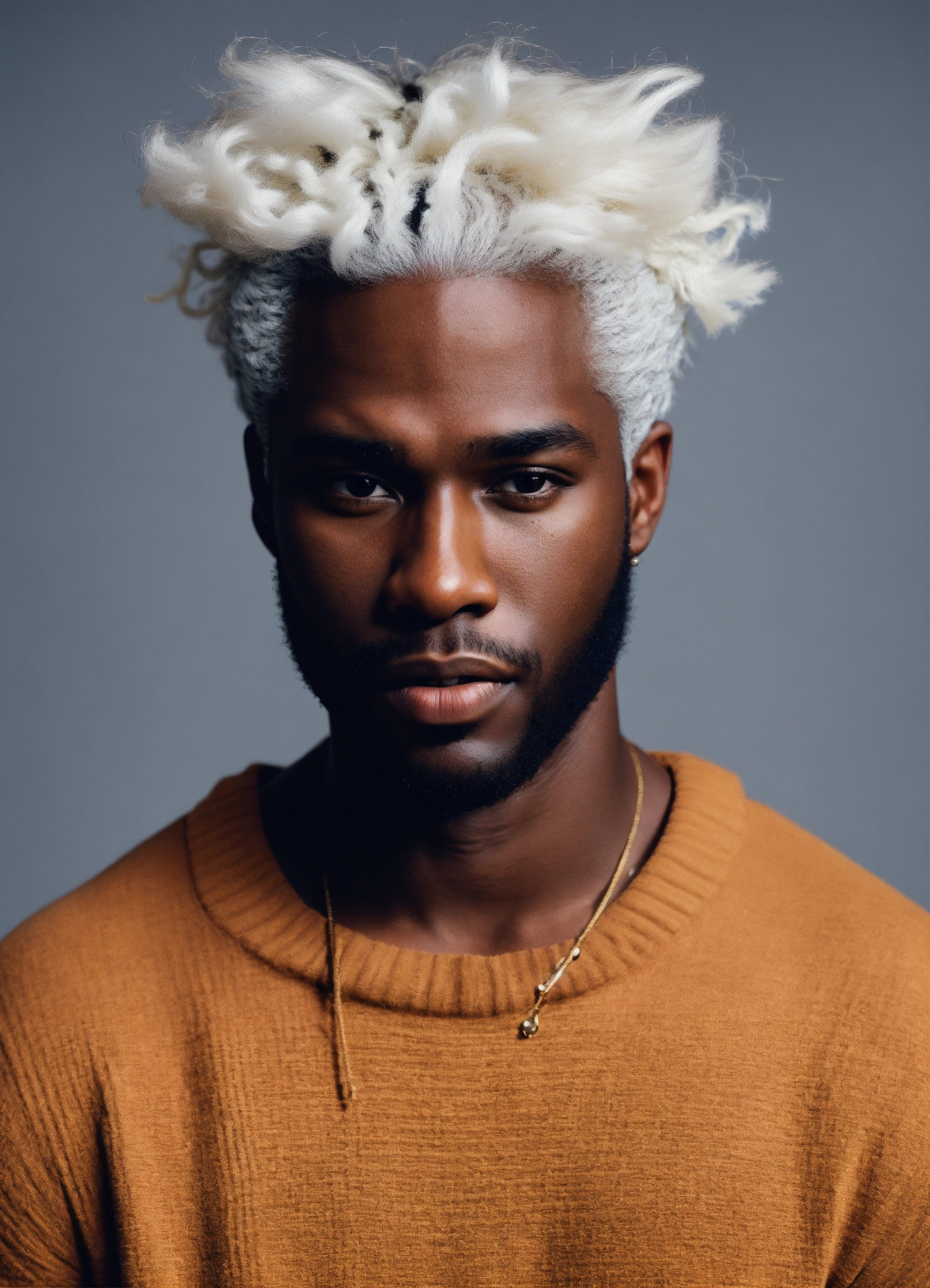 Lexica - Black man, caramel skin, white hair