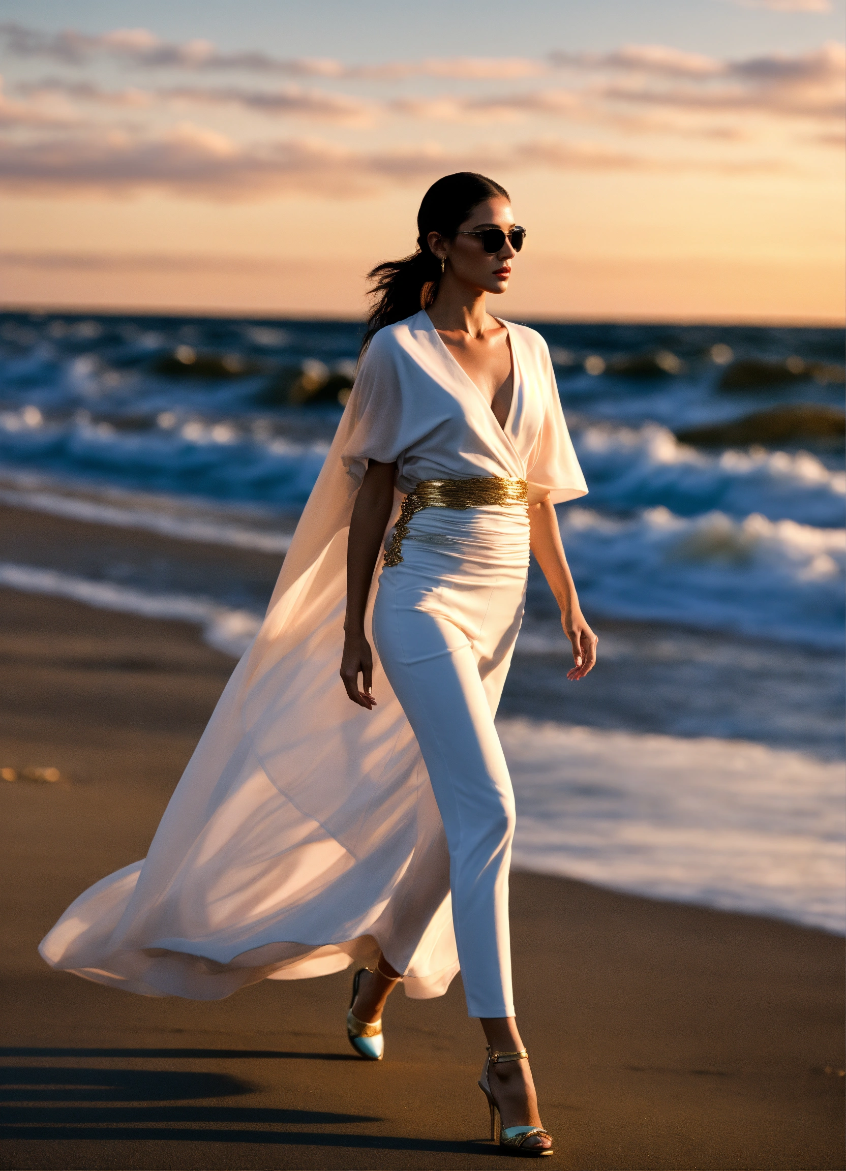 Lexica - 3d realistic photo of female oceanographer walking runway ...