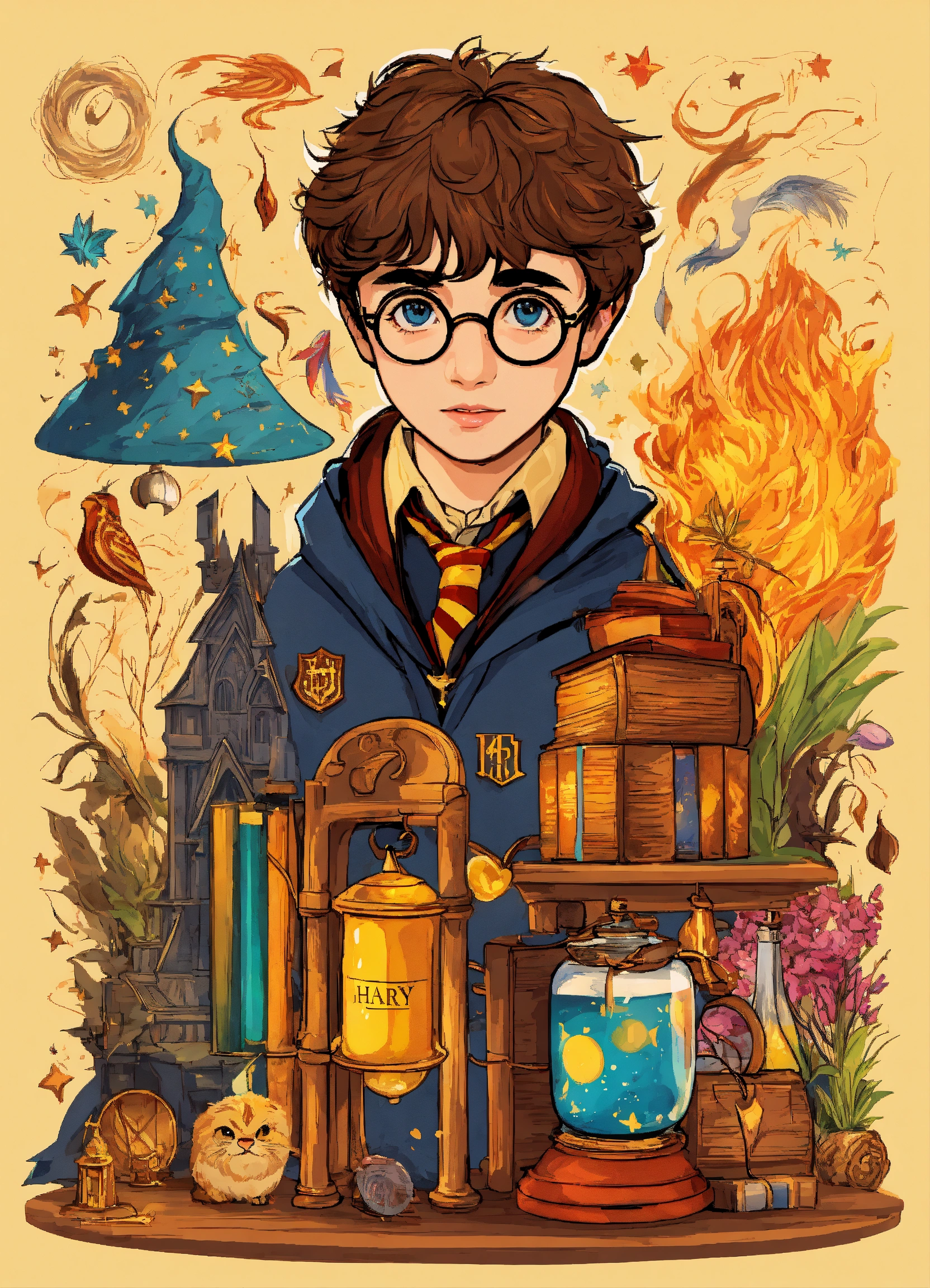 Lexica - Vector art ready to print colorful illustration, harry potter ...