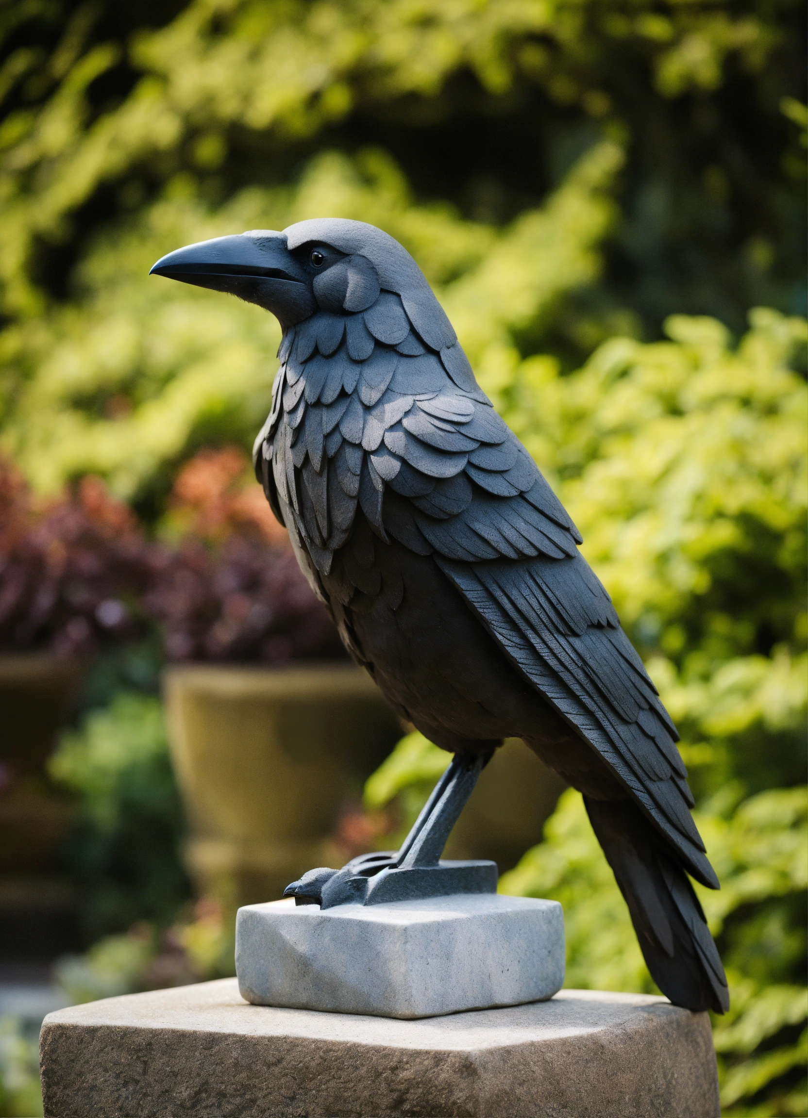 Lexica - Stone sculpture of a crow