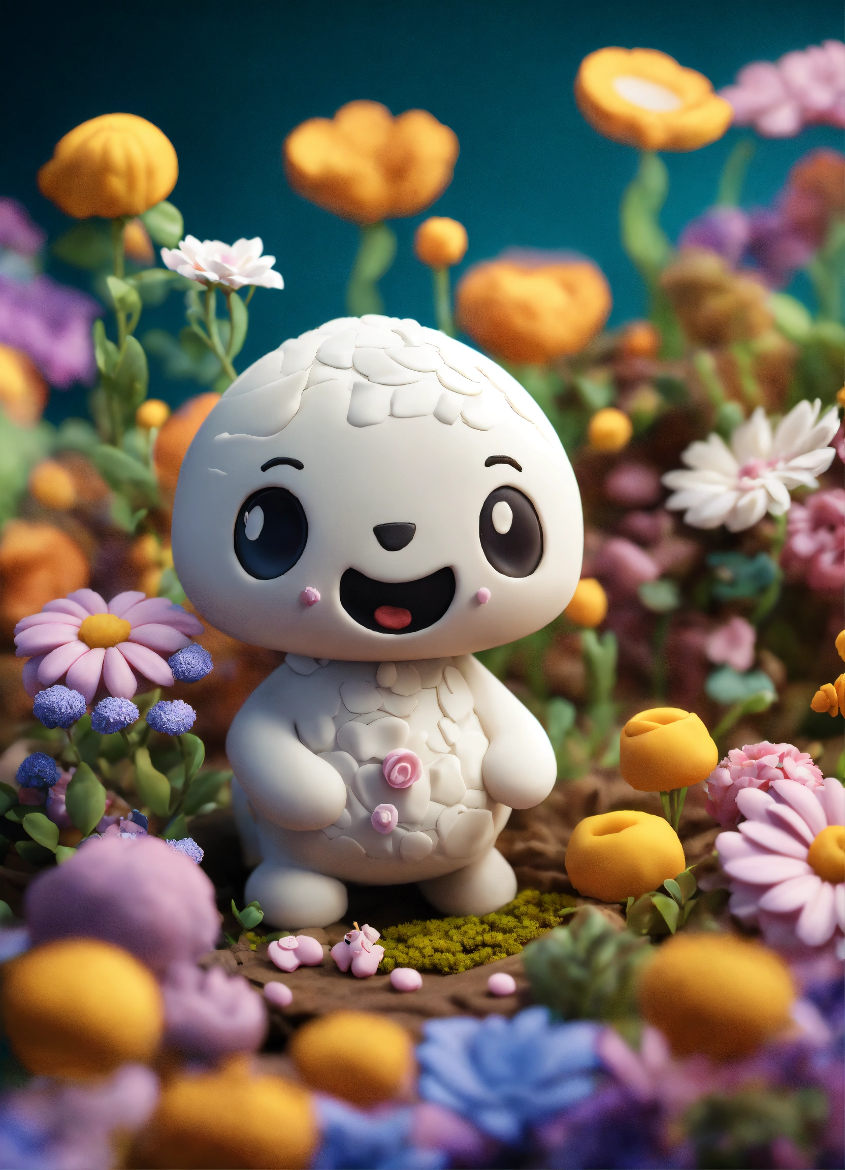 Lexica - 3d effect of cute clay ghosts and flowers in an overall ...