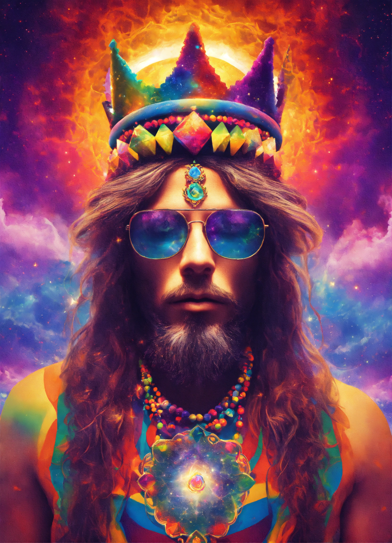 Lexica - Abstract hippy smoking dmt, with universe coming out of his ...