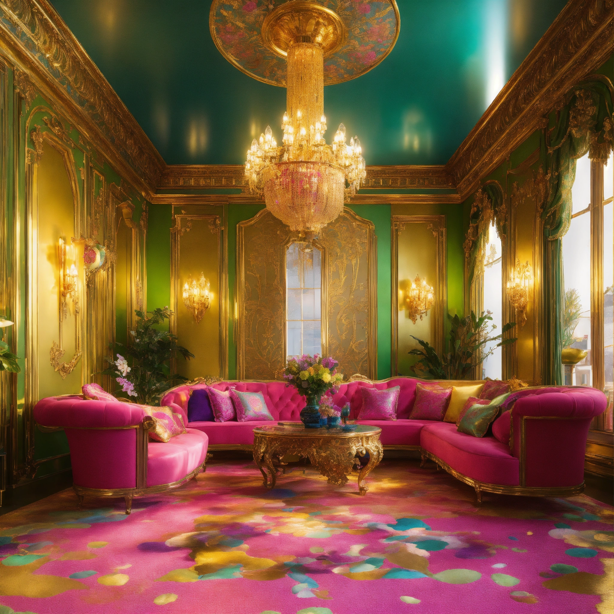 Lexica - Futuristic beautiful French mansion interior sitting room ...