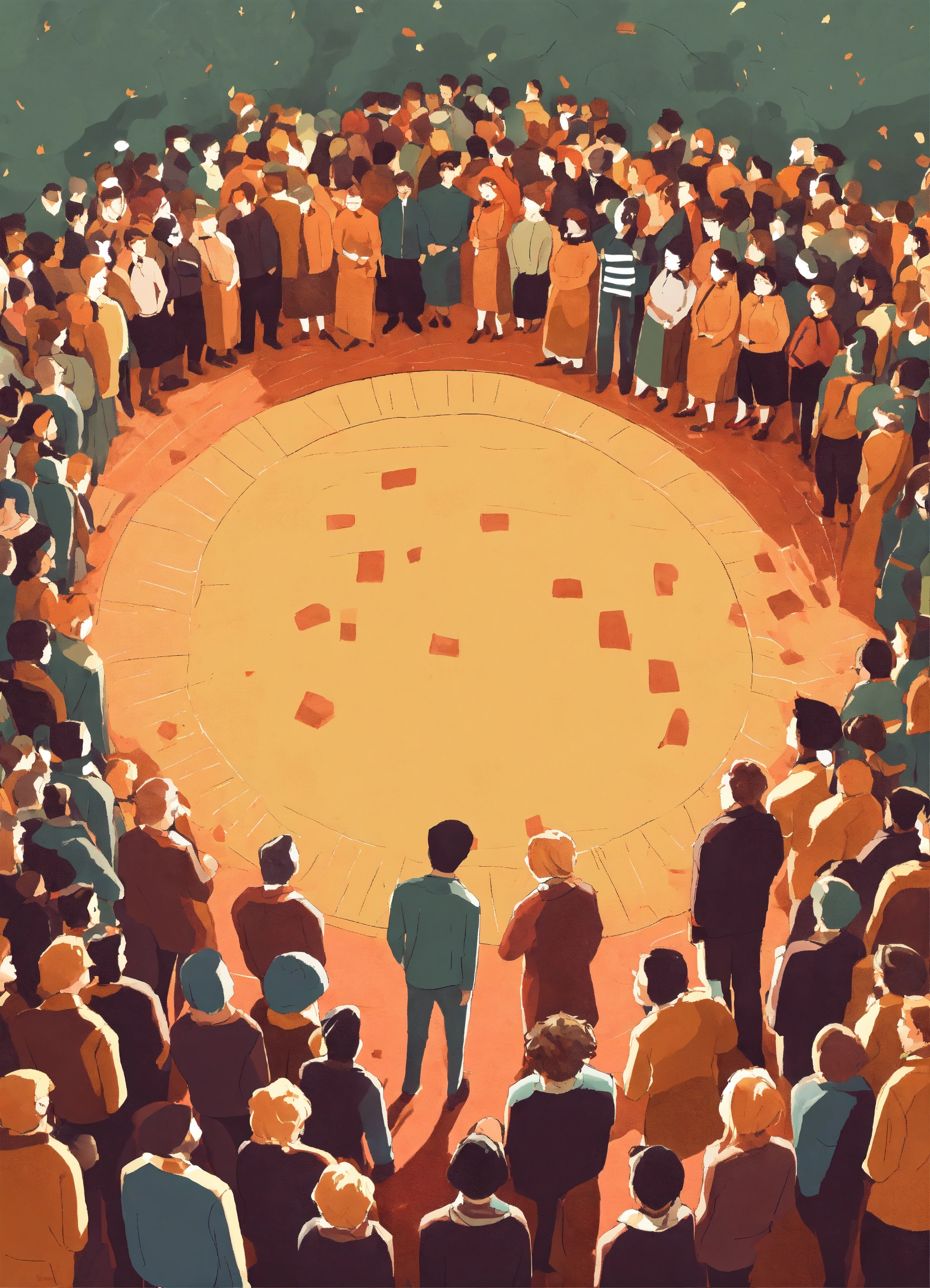 Lexica - A lone person getting surrounded by an angry mob of people in ...