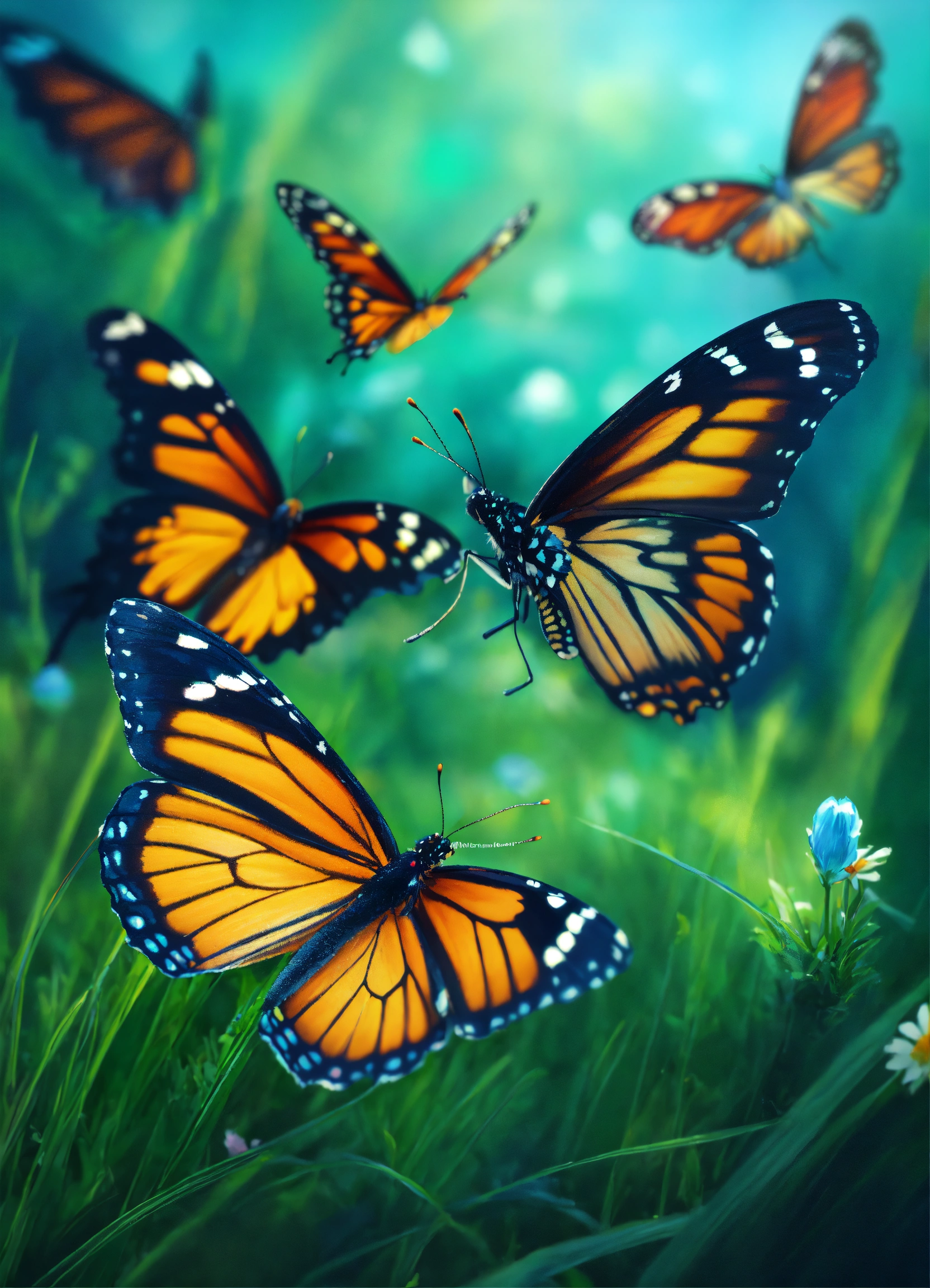 Lexica - Hyperrealistic and beautiful butterflies on the grass and ...