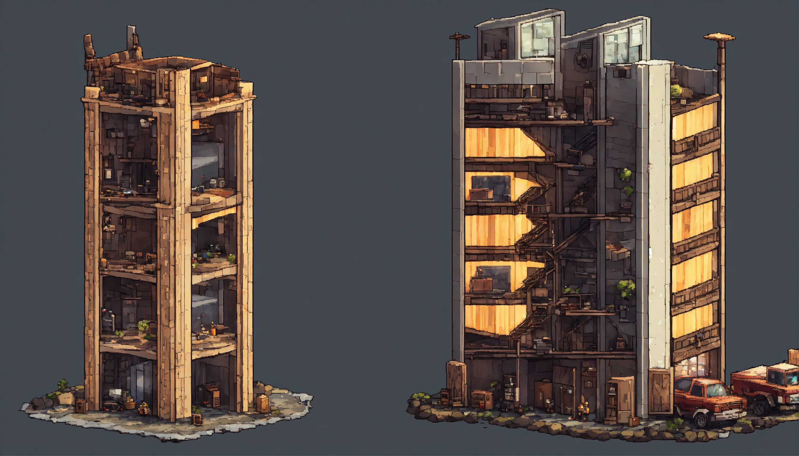 Lexica - Simple clean pixel perfect 2d isometric sprites of an post ...