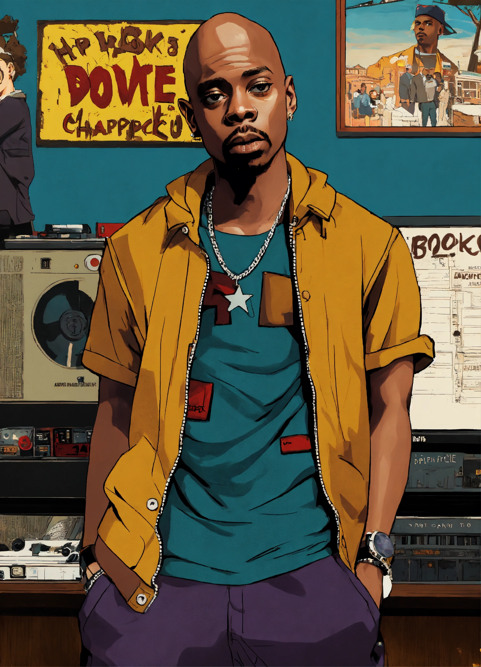 Lexica - Hip hop art style Dave Chappelle boondocks full body