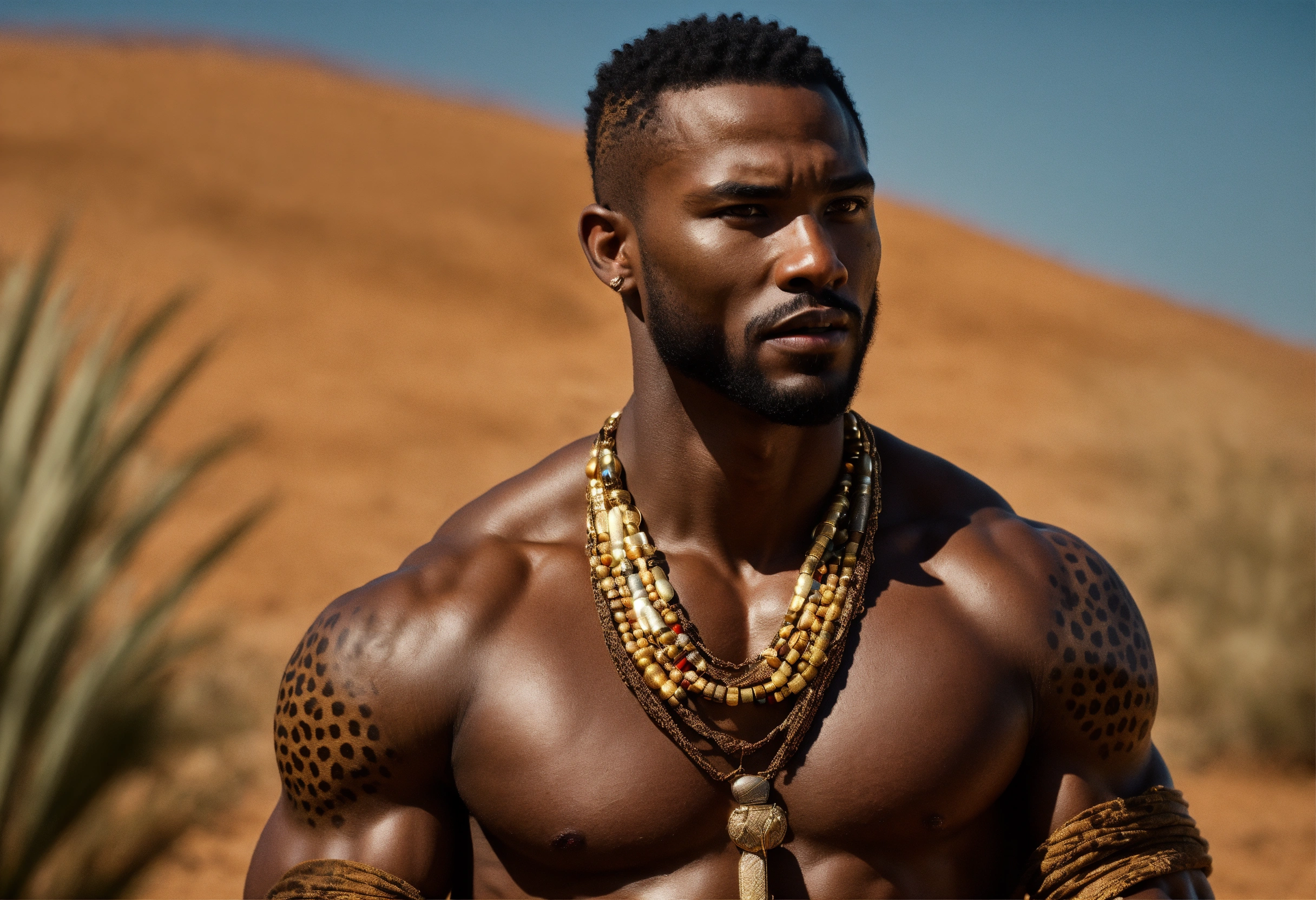 Lexica - Full body shot of a stunningly handsome African barbarian in ...