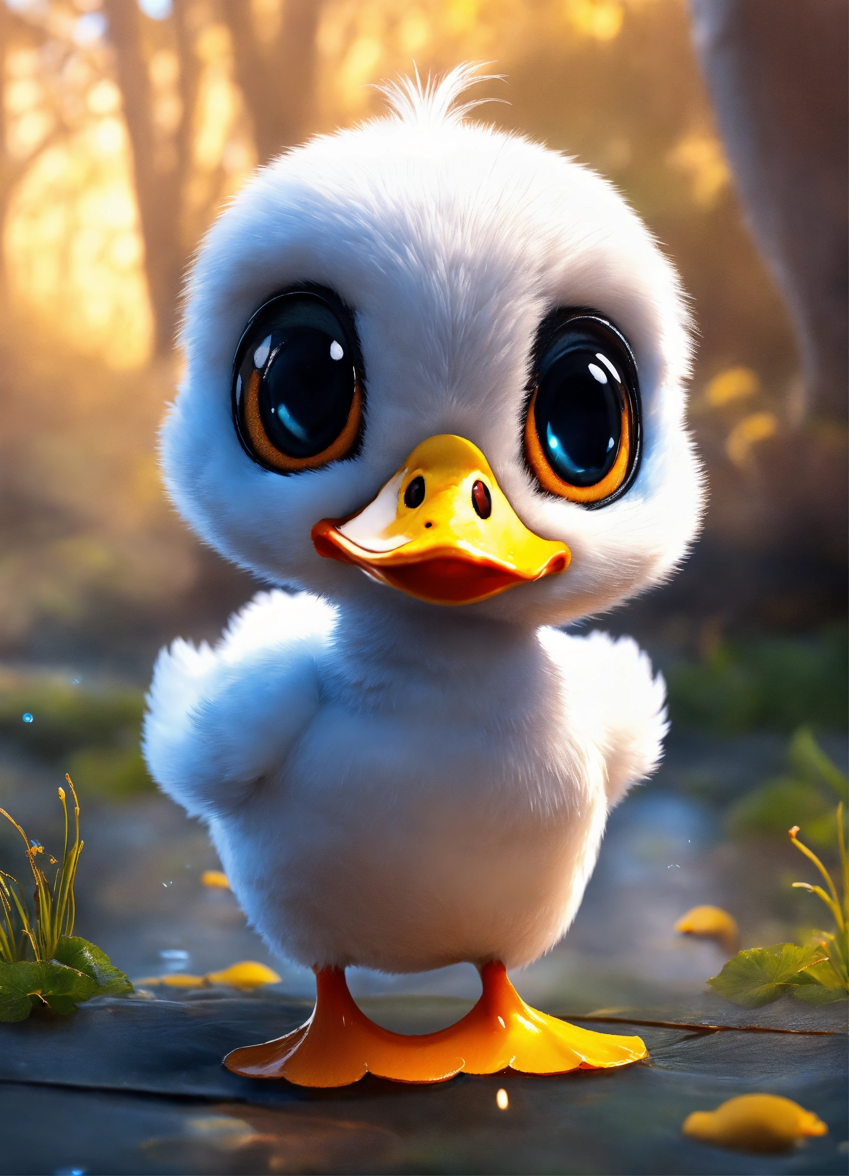 Lexica - A baby ghost duck with big eyes, animated, cartoon, unreal ...