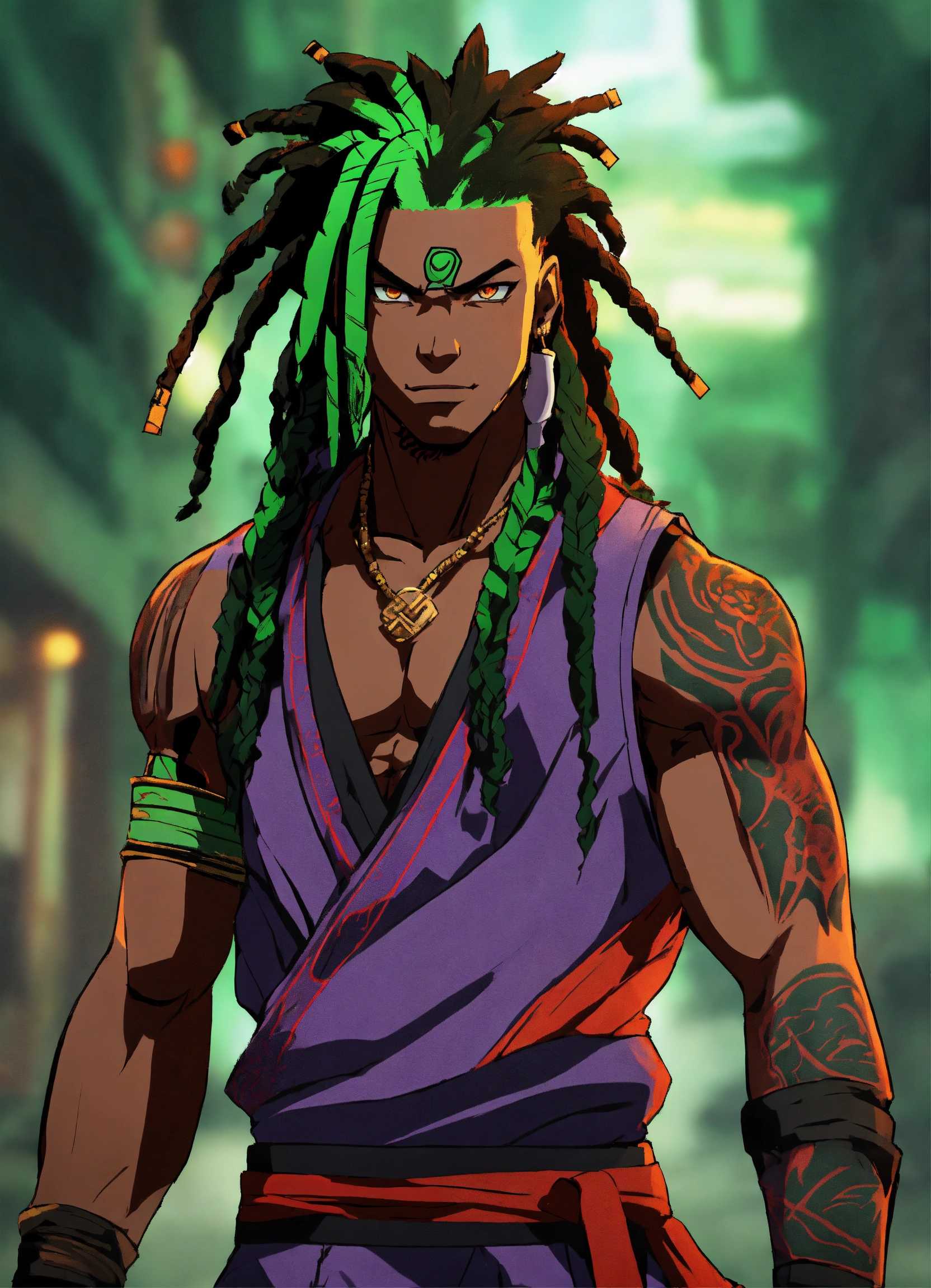 Lexica - African Naruto anime styled character, muscular physique, long ...