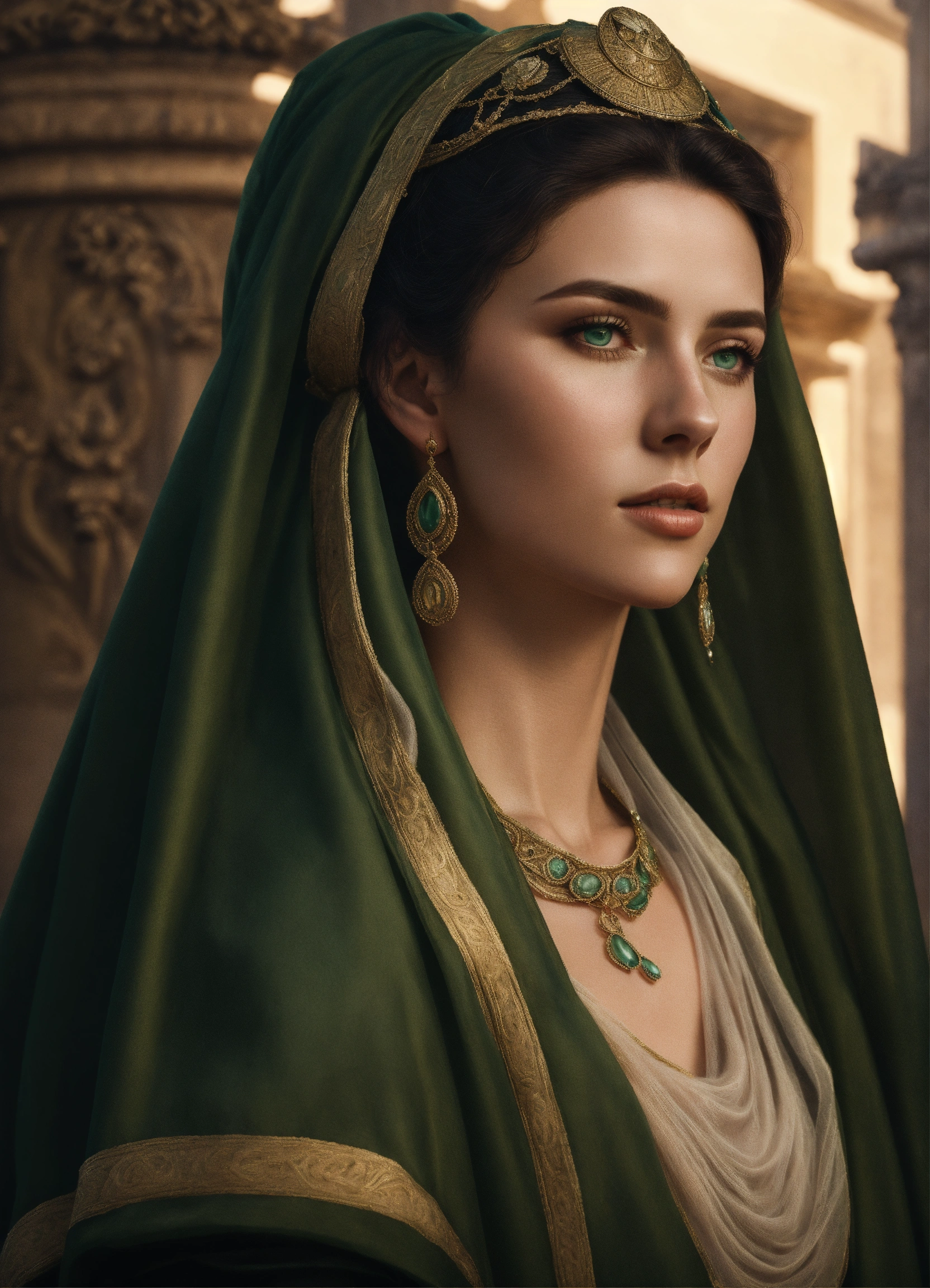 Lexica - A noble roman woman with dark hair and dark green eyes, hair ...