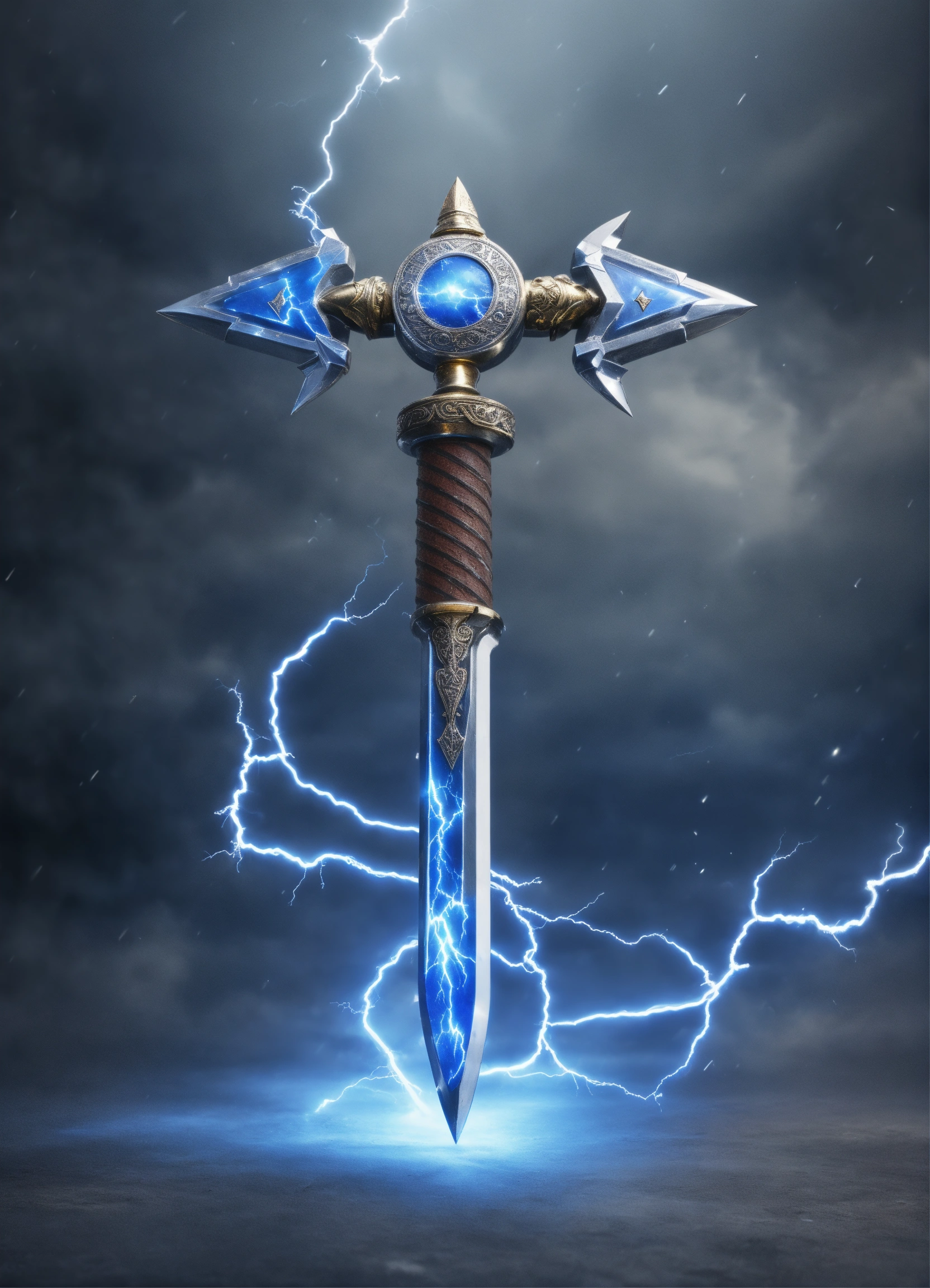 Lexica - Lightning Great Hammer , Weapon , Blue and Silver , realistic ...