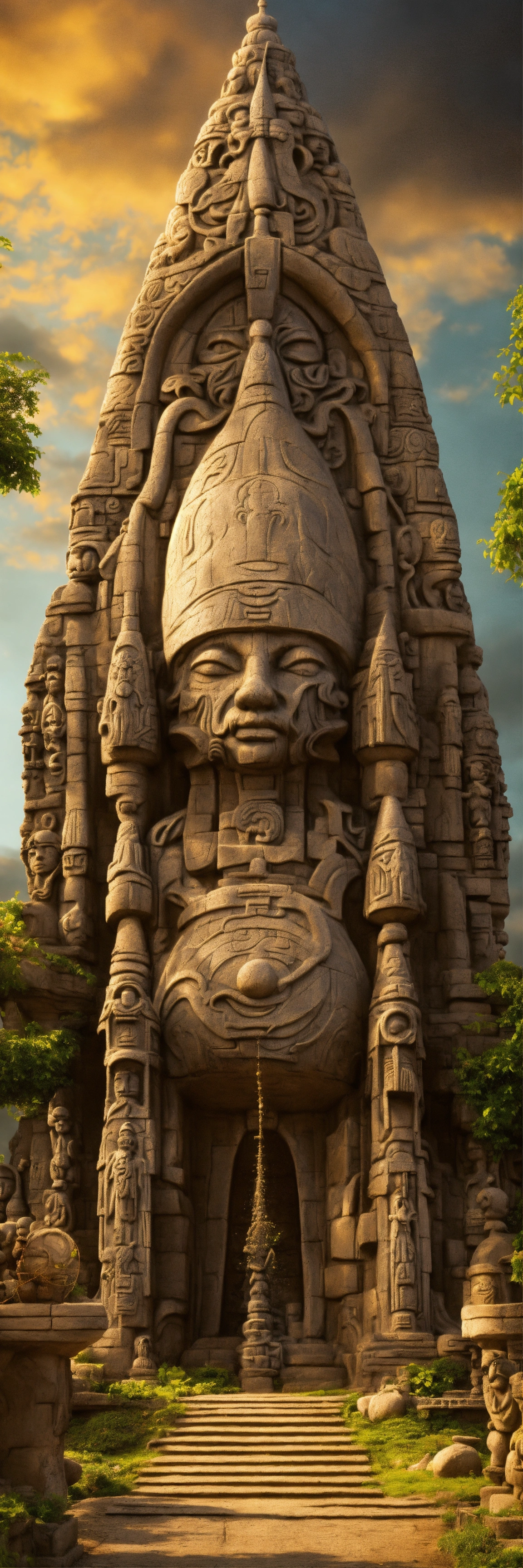 Lexica - A spiritual gnomes stone temple garden.sculptured . Style of ...