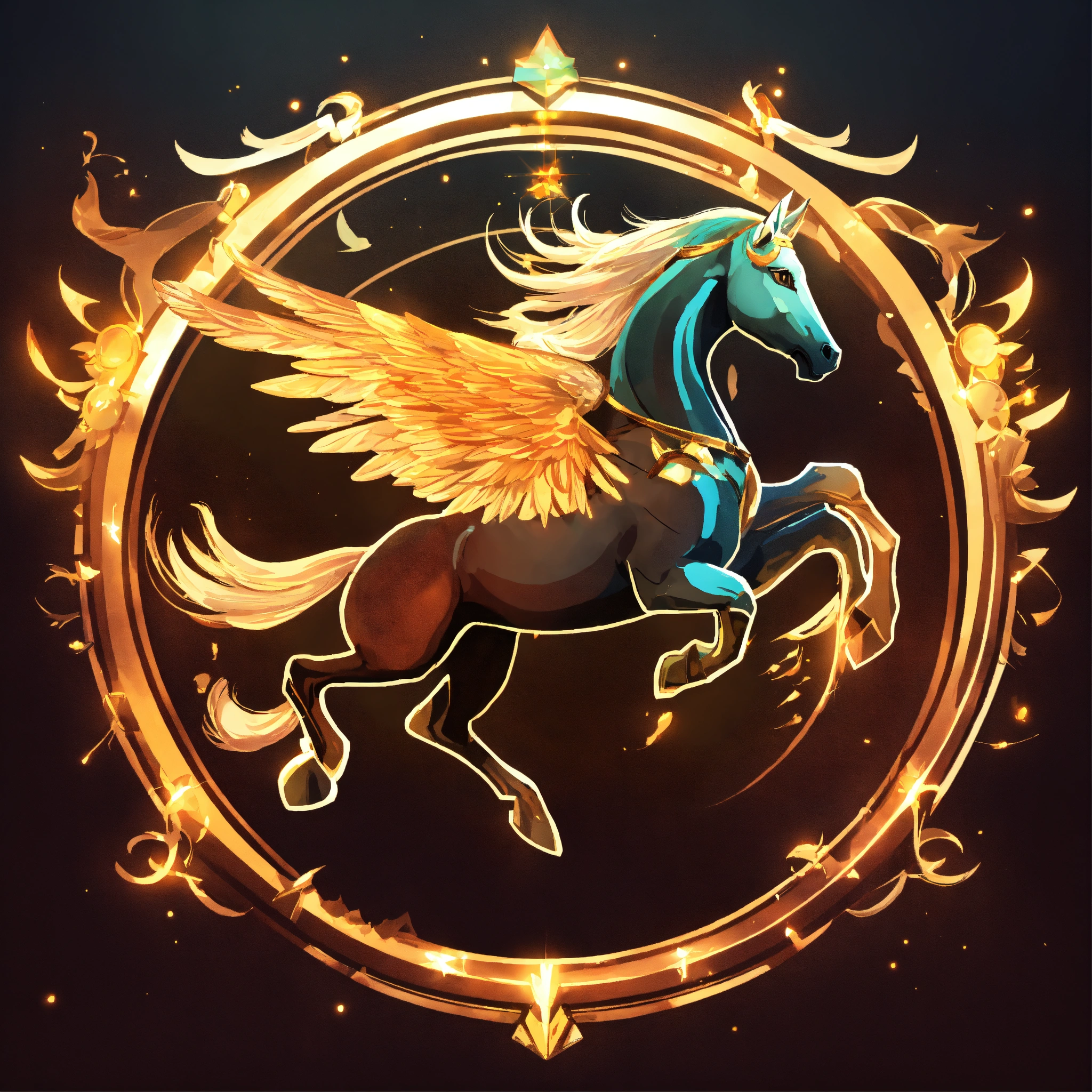 Lexica - Spell summon holy steed pegasus, game icon, stylized, simple ...