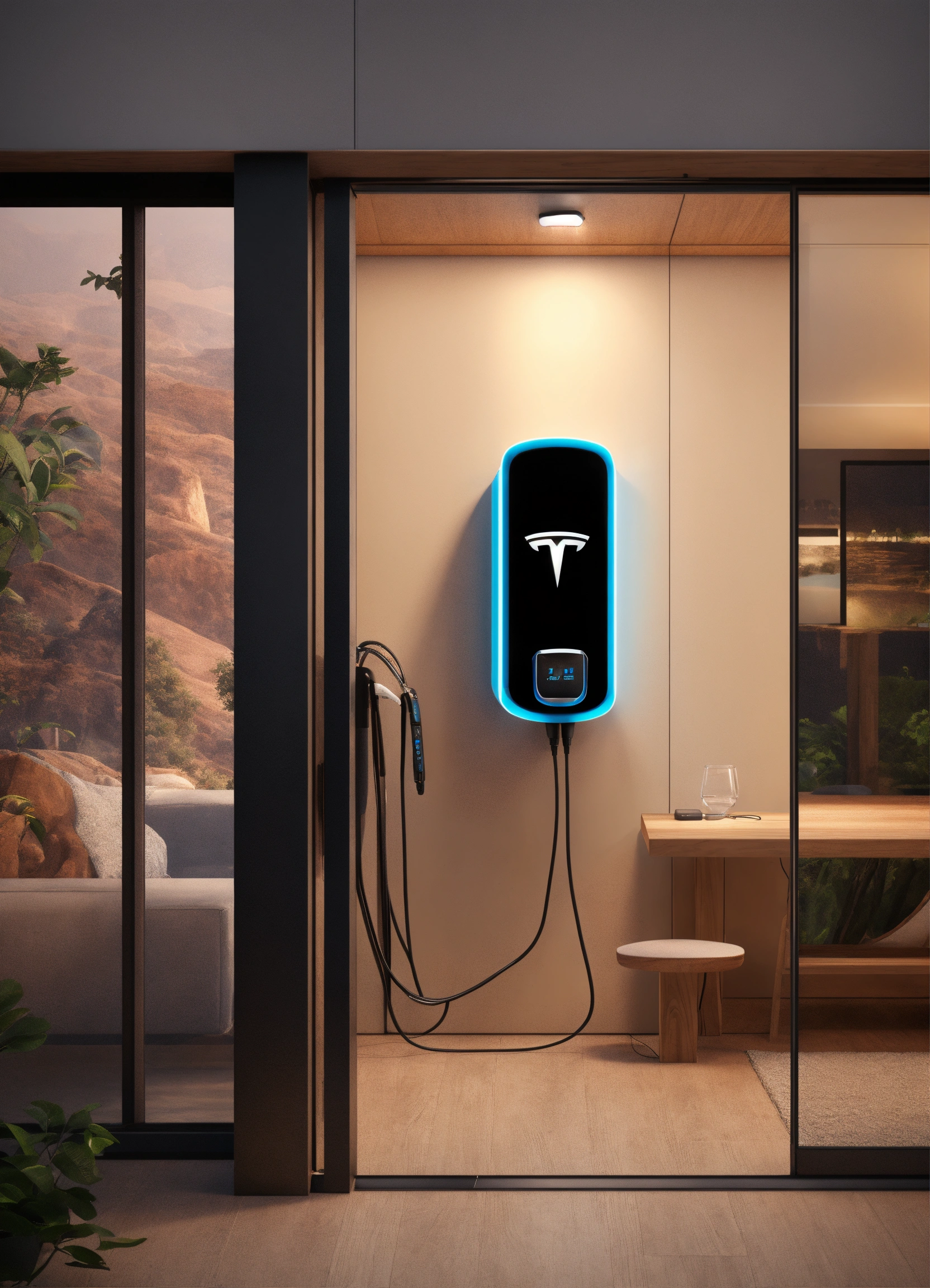Lexica - Tesla portable home wall mounted EV charger, futuristic, 3D ...