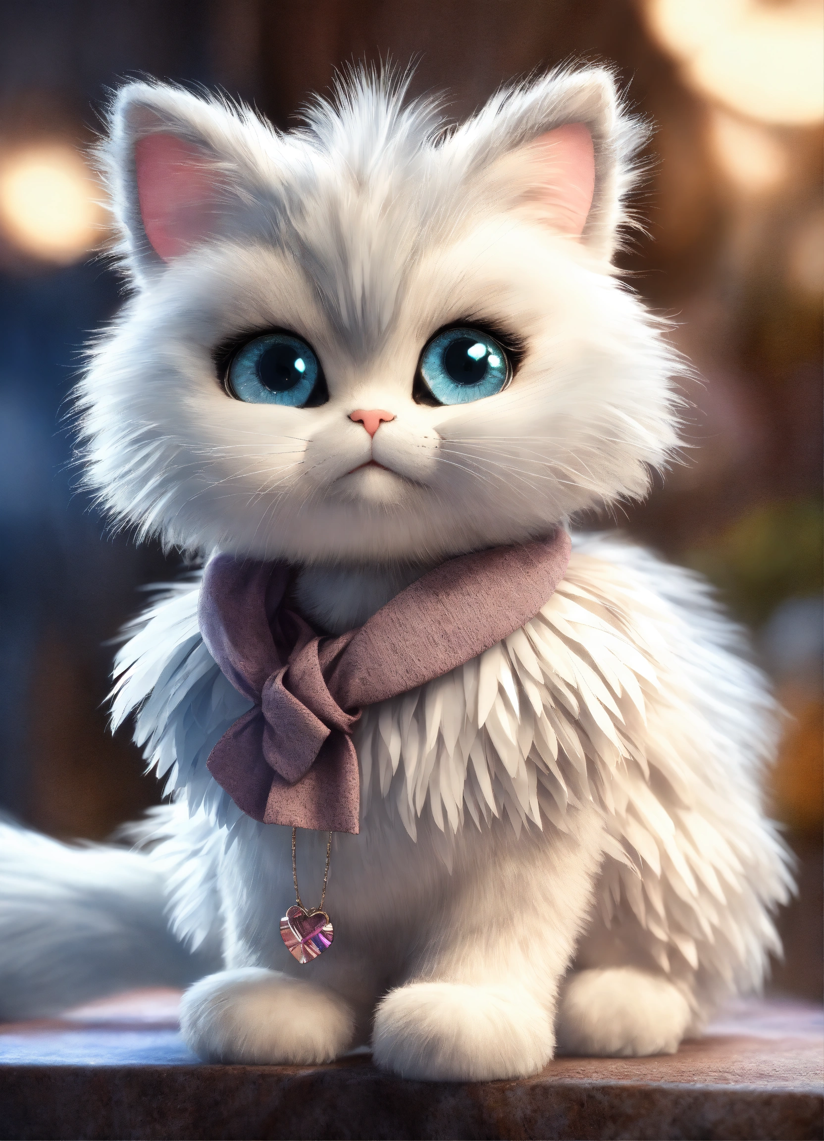 Lexica - A cute 3D fluffy fashionista kitty cat character, silver white ...